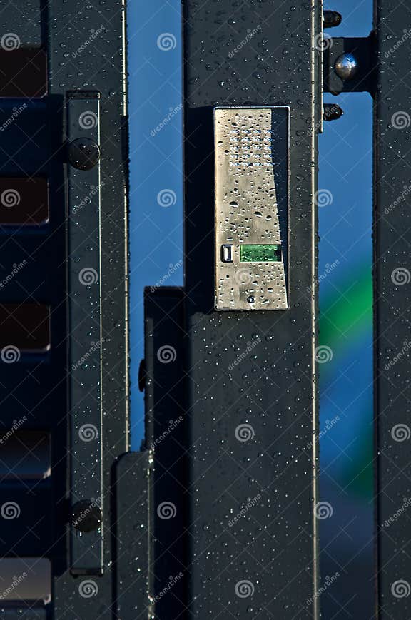 Security panel on door stock photo. Image of barrier - 53188896