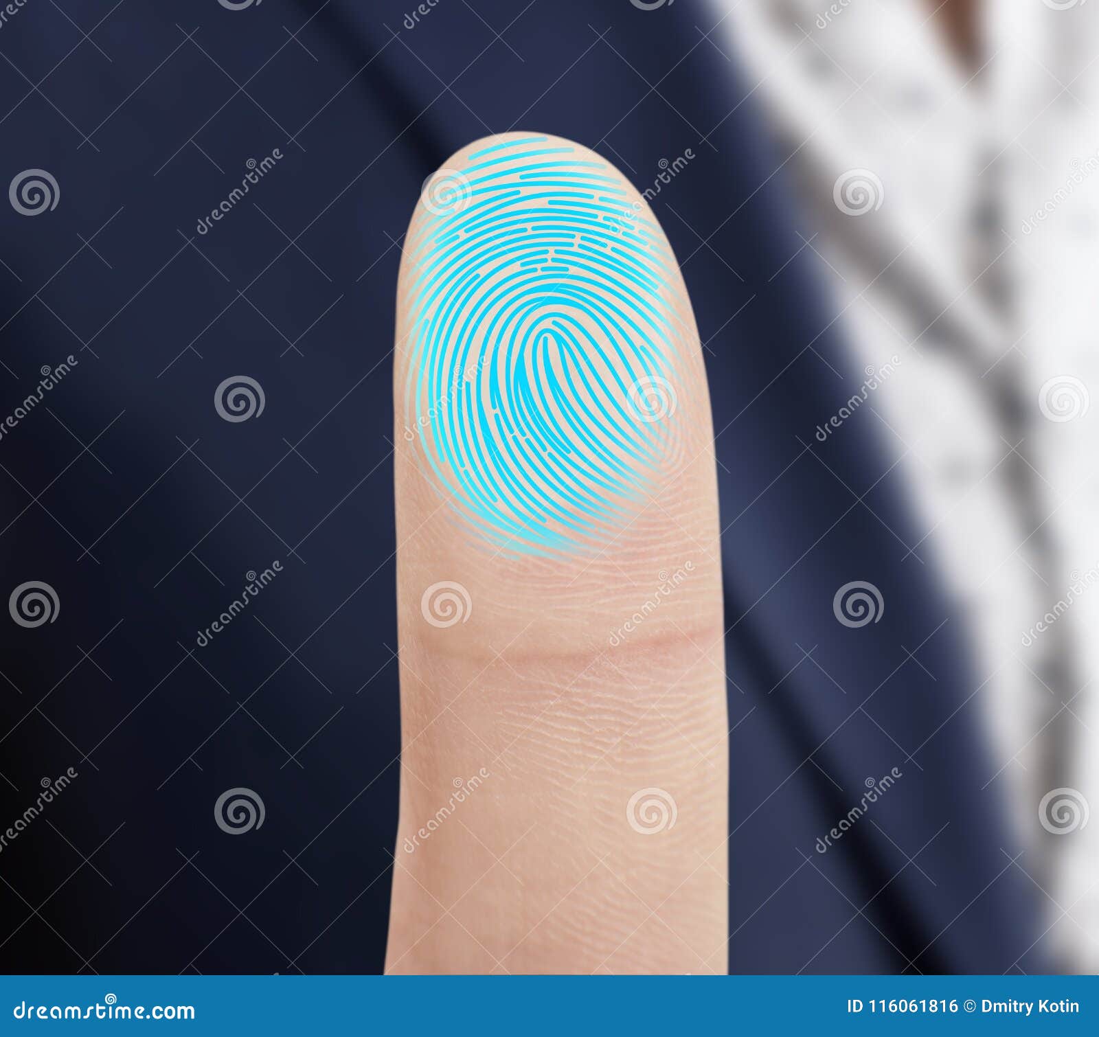 Finger Pressing on Virtual Button with Dactyloscopy Scanner. Stock ...