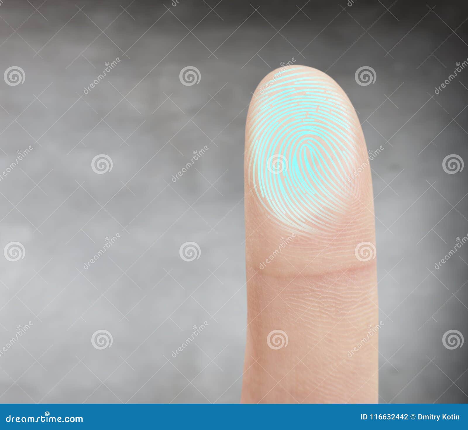 Finger Pressing on Virtual Button with Dactyloscopy Scanner. Stock ...