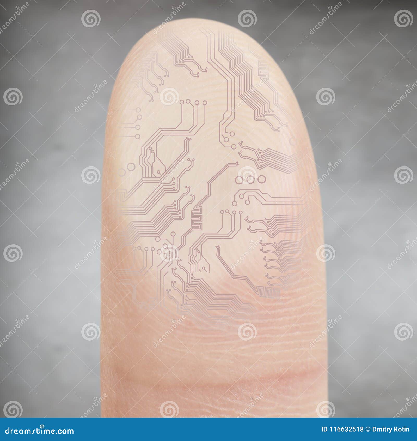 Finger Pressing on Virtual Button with Dactyloscopy Scanner. Stock ...