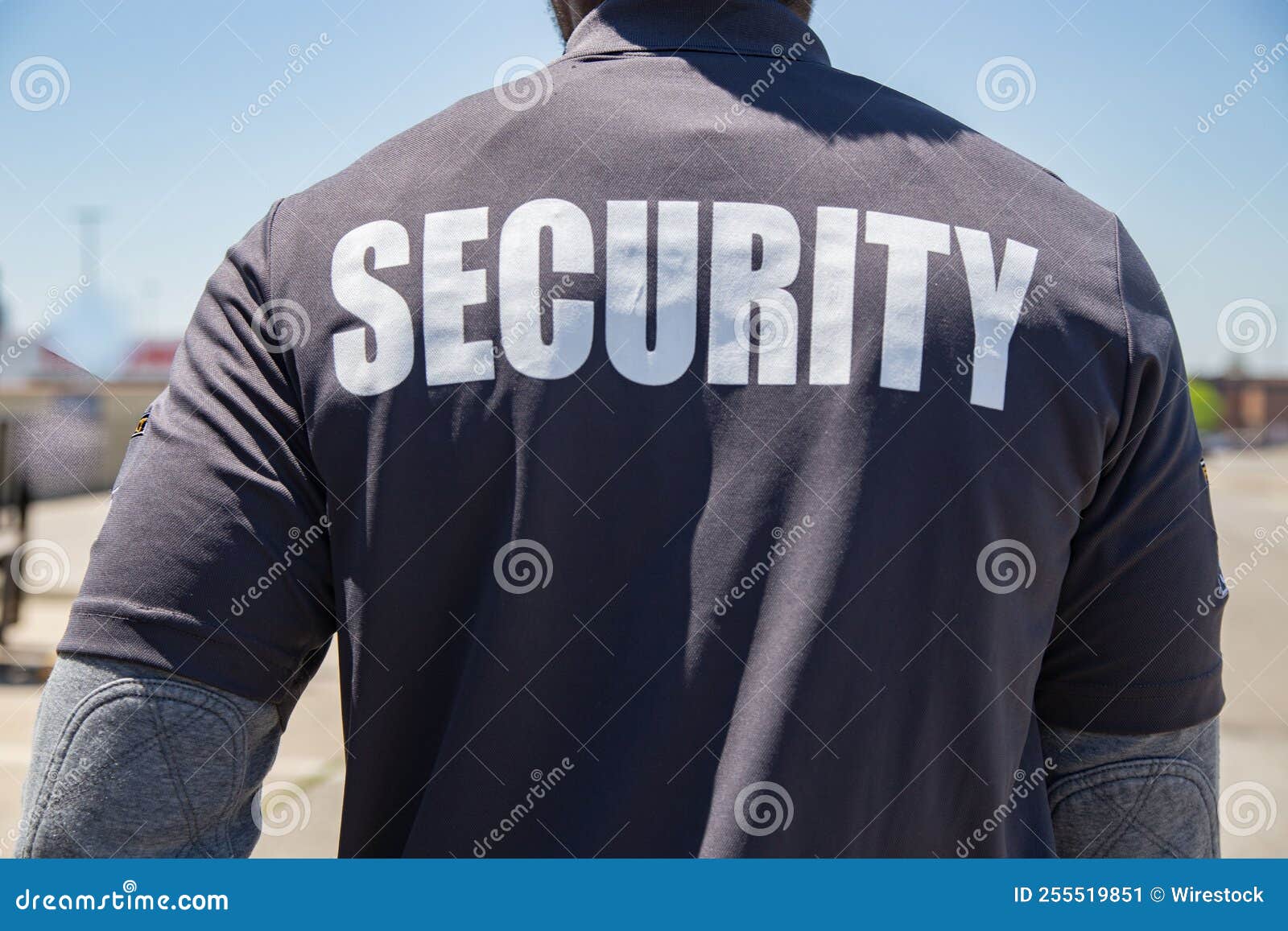 Security Person Standing Outdoors in the Sun, Shot from Back Stock ...