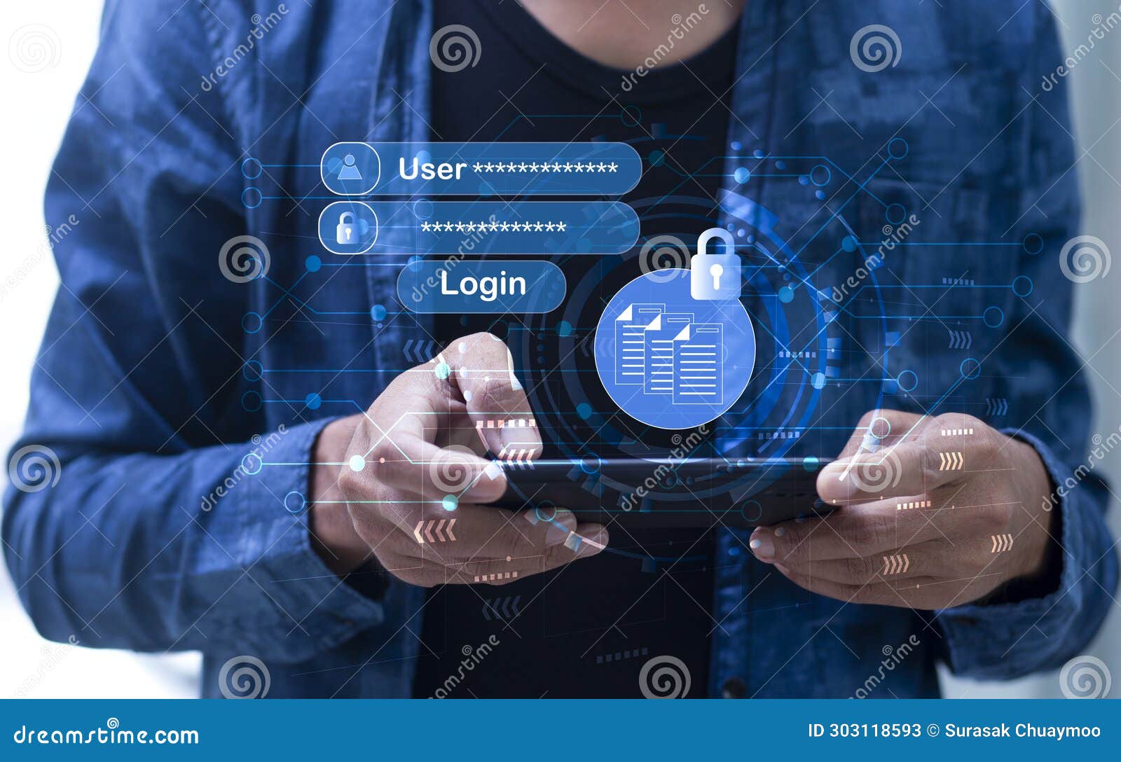 Security Personal Data with Man Hand Using Smartphone and Password ...