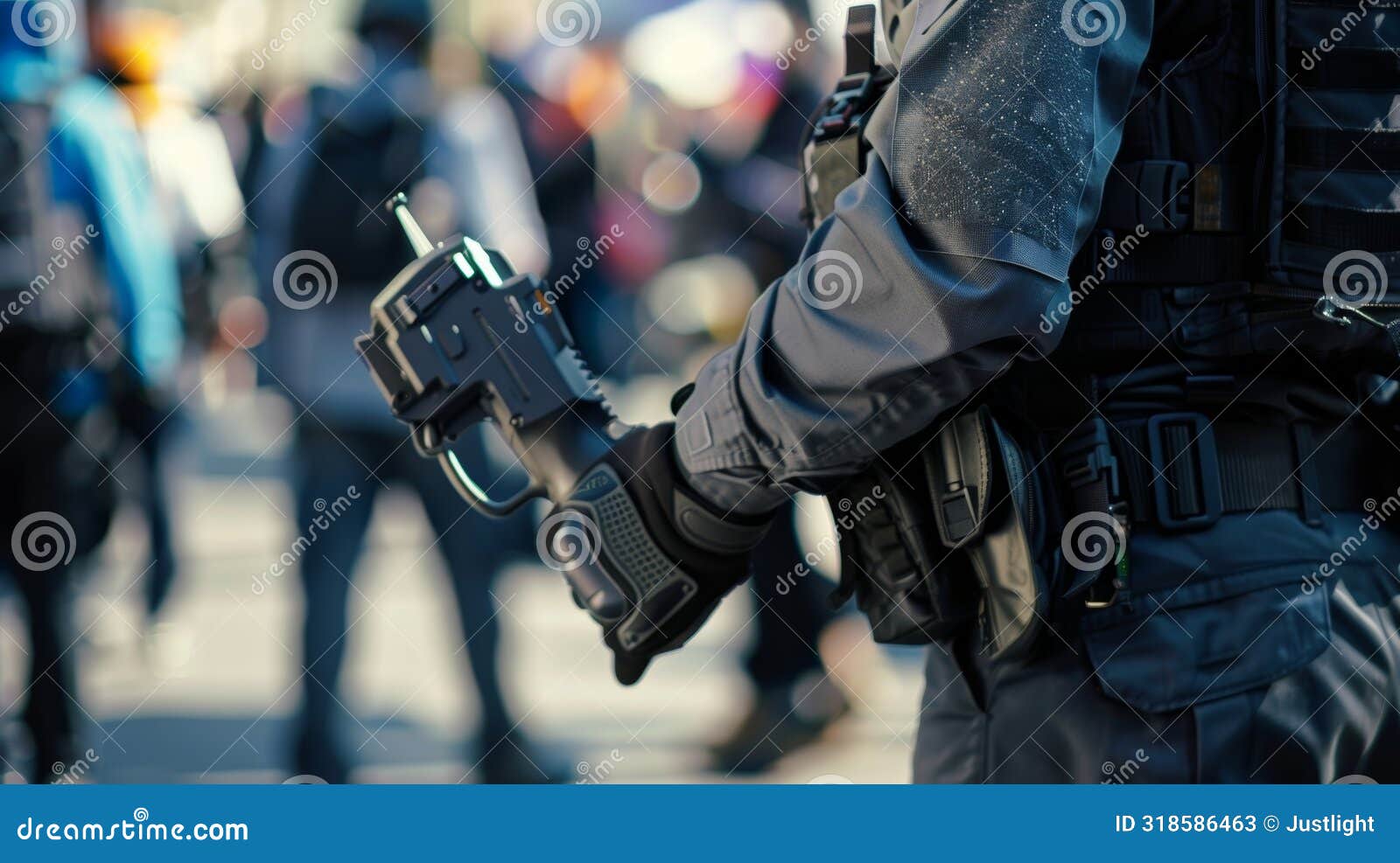 Security Personnel Equipped with Nonlethal Weapons Such As Tasers for ...