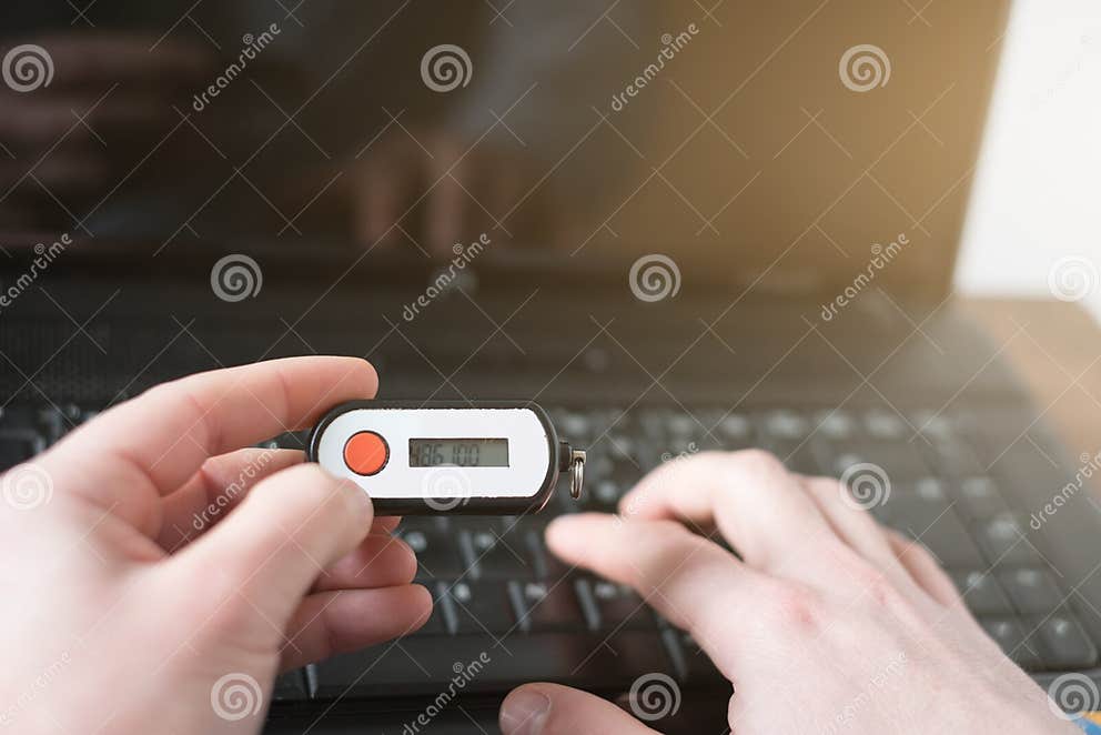 Security Pin Banking Generator and Computer Stock Image - Image of ...
