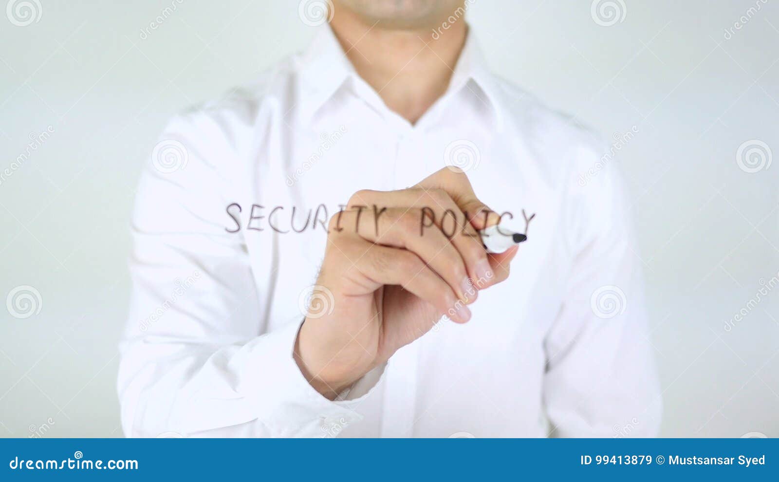 Security Policy, Man Writing on Glass Stock Image - Image of work ...