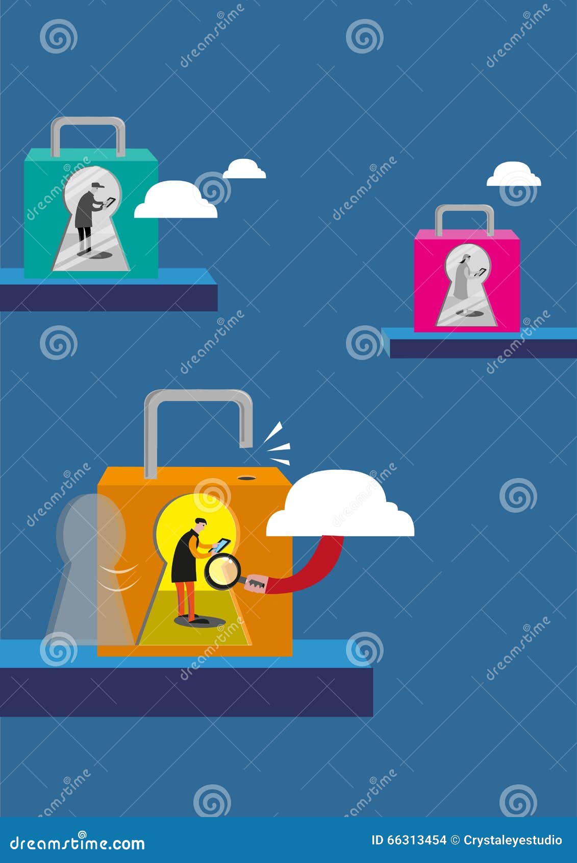 Security and Privacy Concept. Editable Clip Art. Stock Vector ...