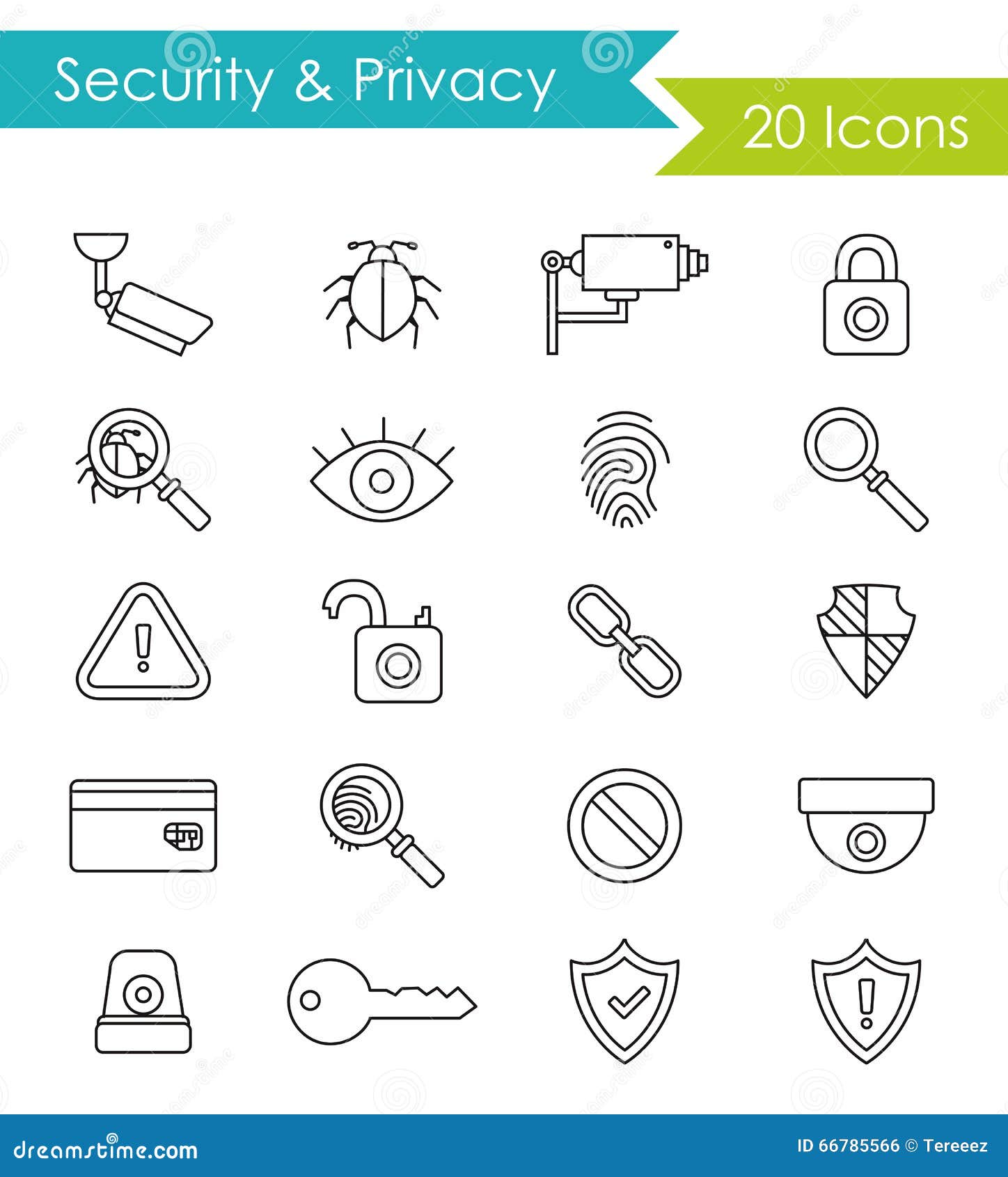 Security and Privacy Line Icons Set Stock Vector - Illustration of ...