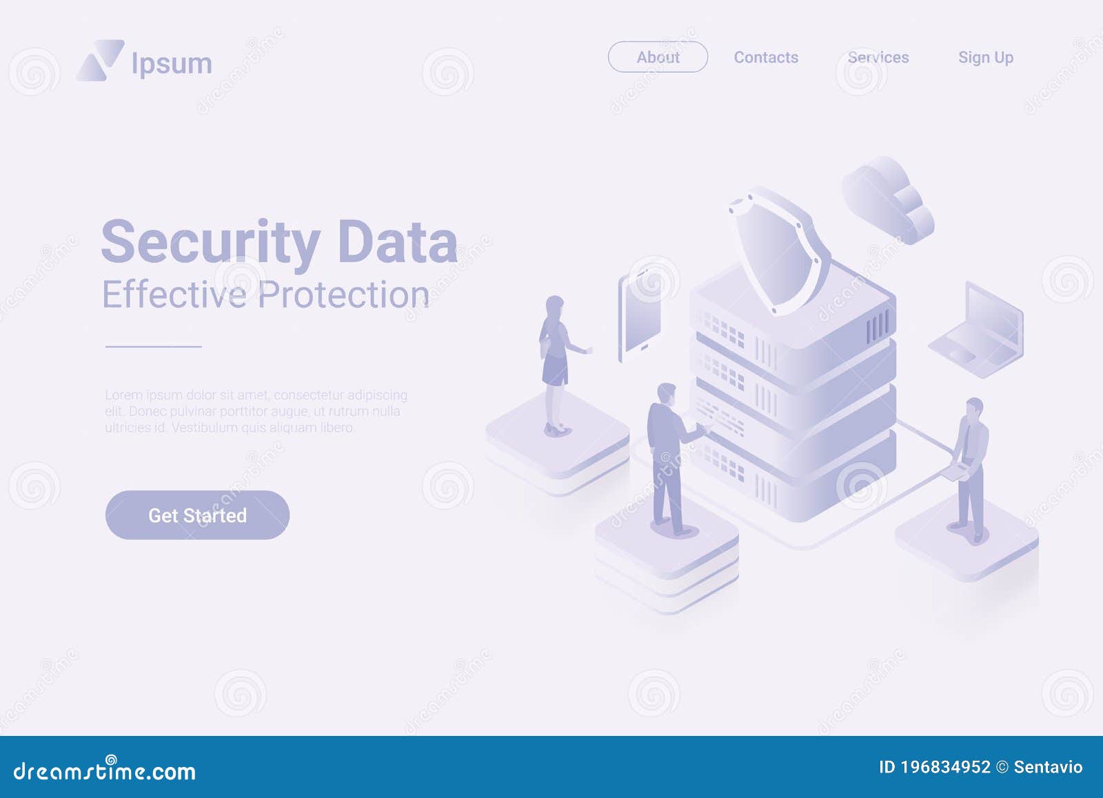 Security Protect Data Online Isometric Flat White Monochrome Vector ...