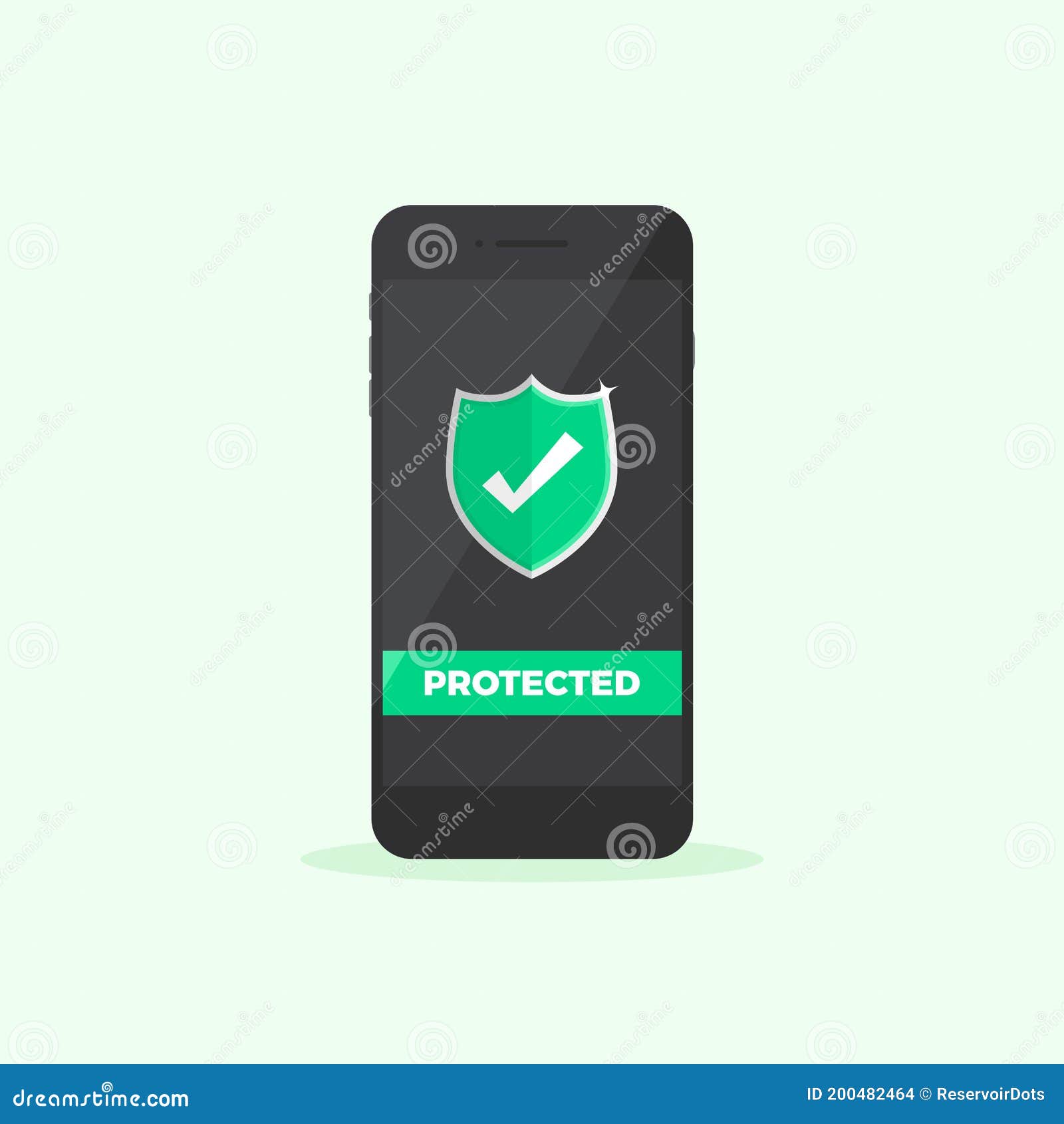 Security Protected Phone Flat Icon Stock Vector - Illustration of ...