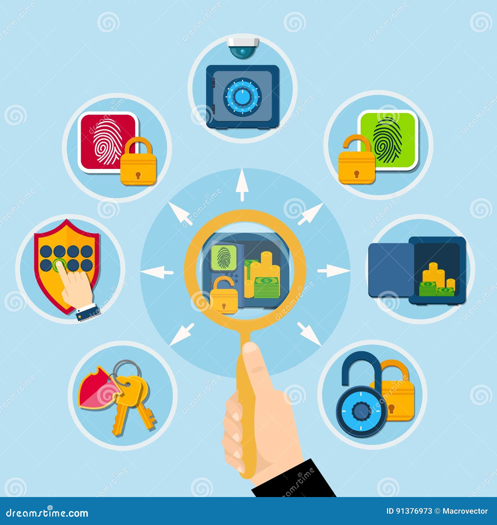 Security and Protection Composition Stock Vector - Illustration of ...