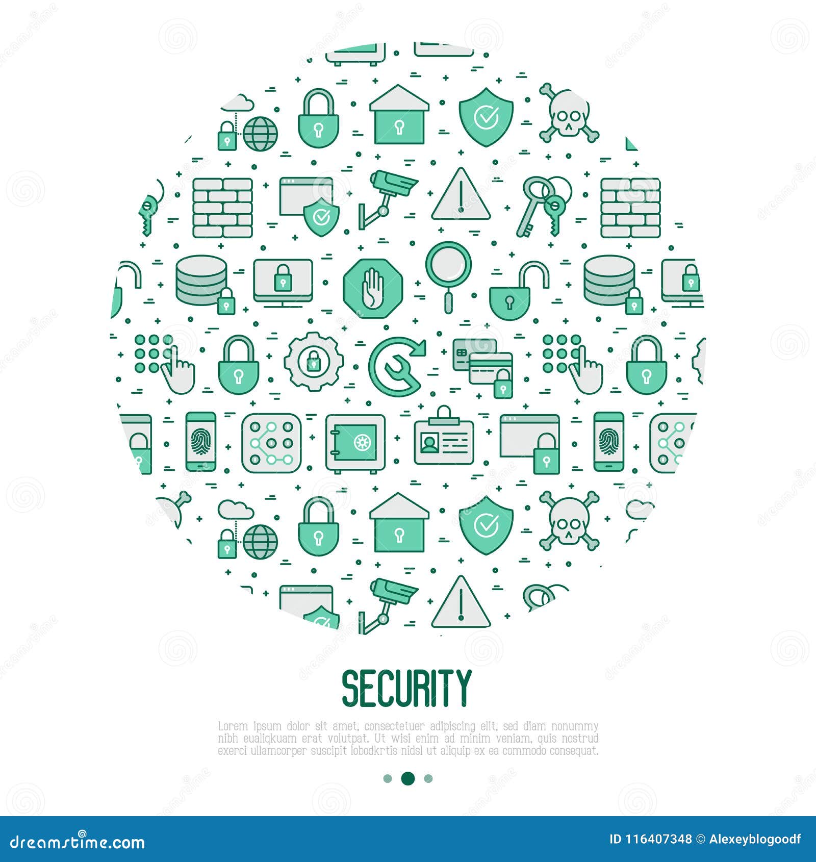 Security and Protection Concept in Circle Stock Vector - Illustration ...