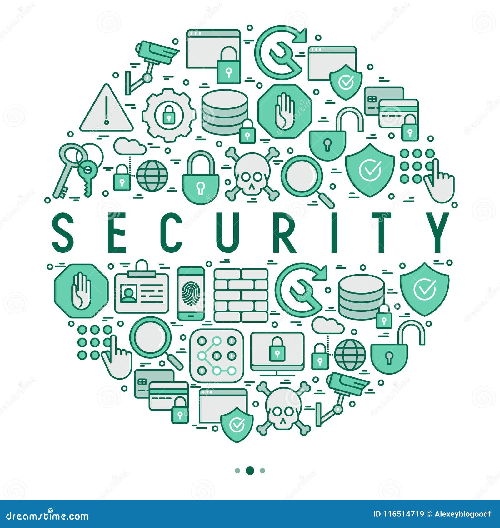 Security and Protection Concept in Circle Stock Vector - Illustration ...