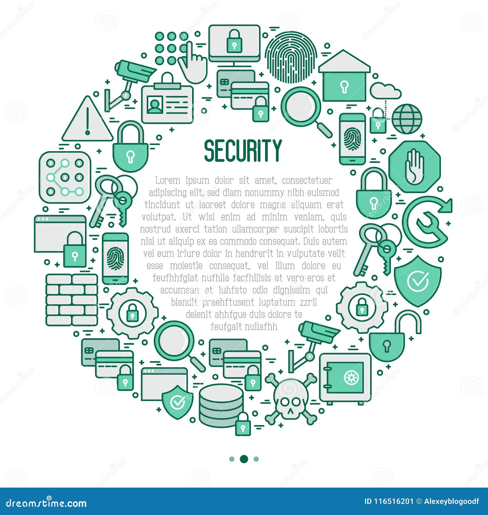 Security and Protection Concept in Circle Stock Vector - Illustration ...
