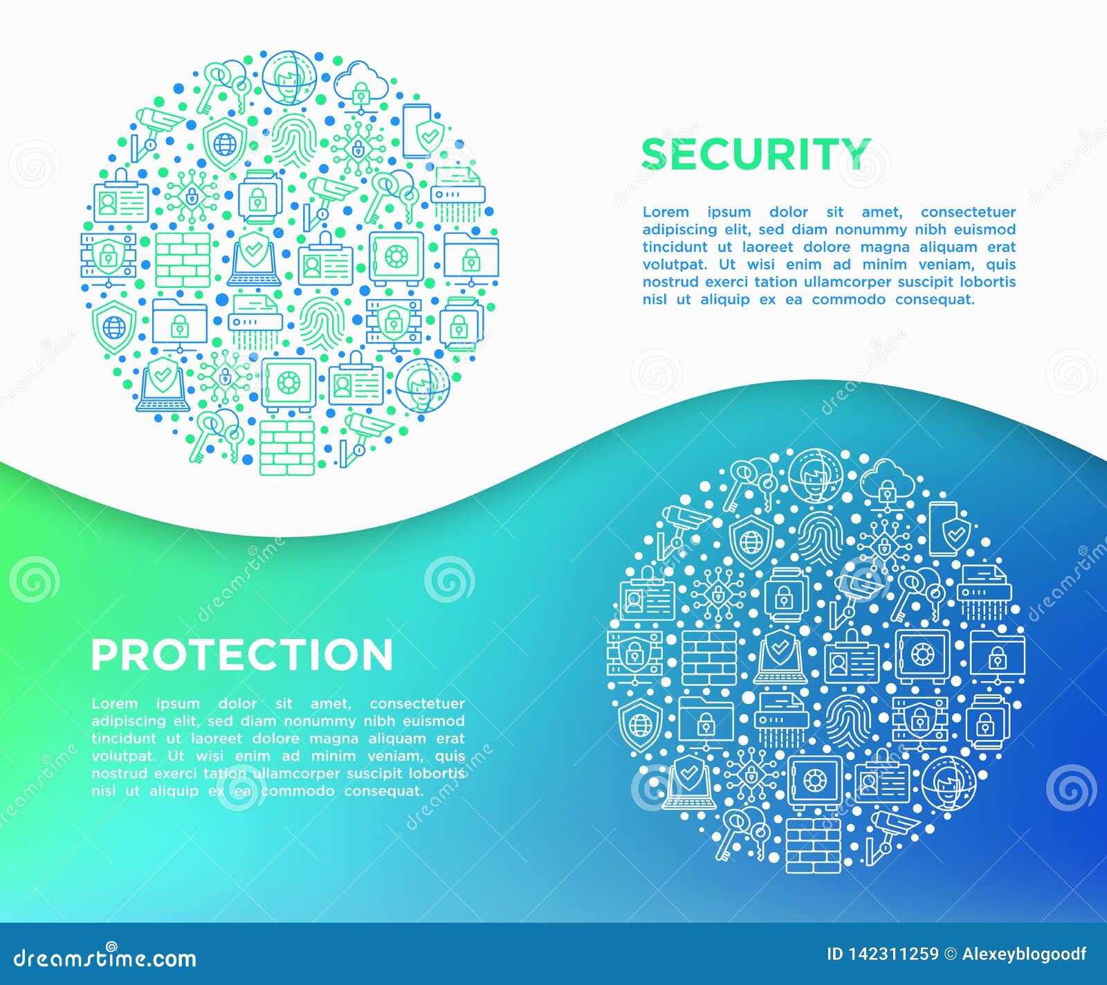 Security and Protection Concept in Circle Stock Vector - Illustration ...