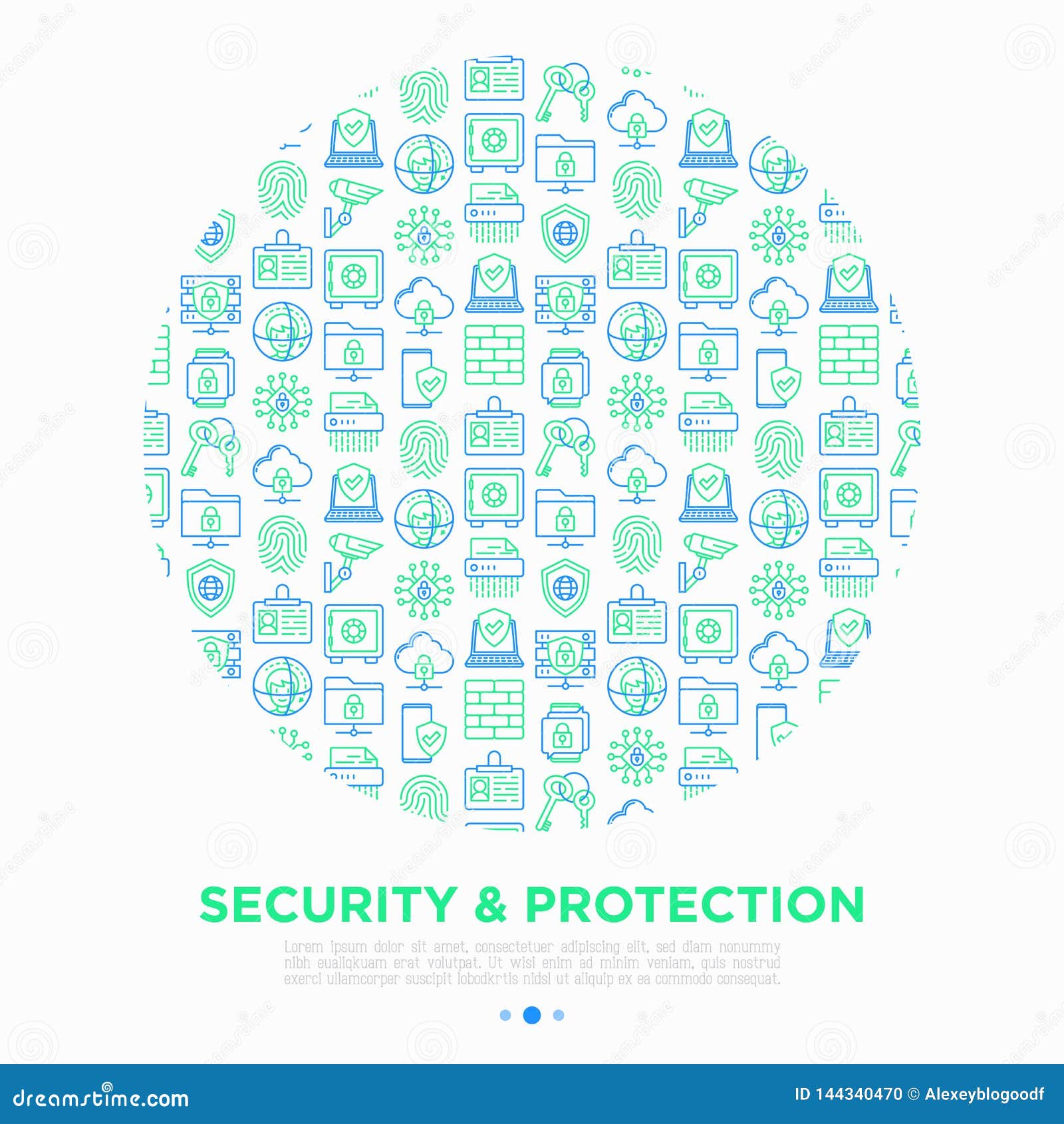 Security and Protection Concept in Circle Stock Vector - Illustration ...