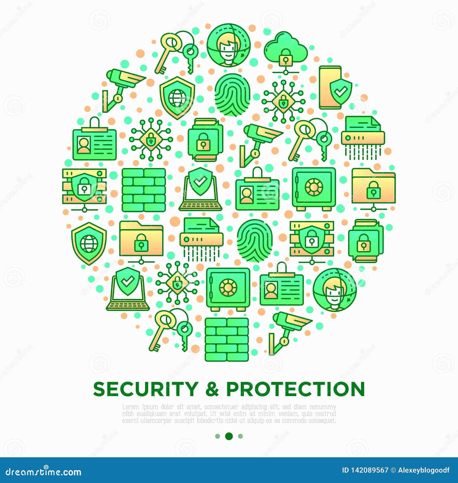 Security and Protection Concept in Circle Stock Vector - Illustration ...