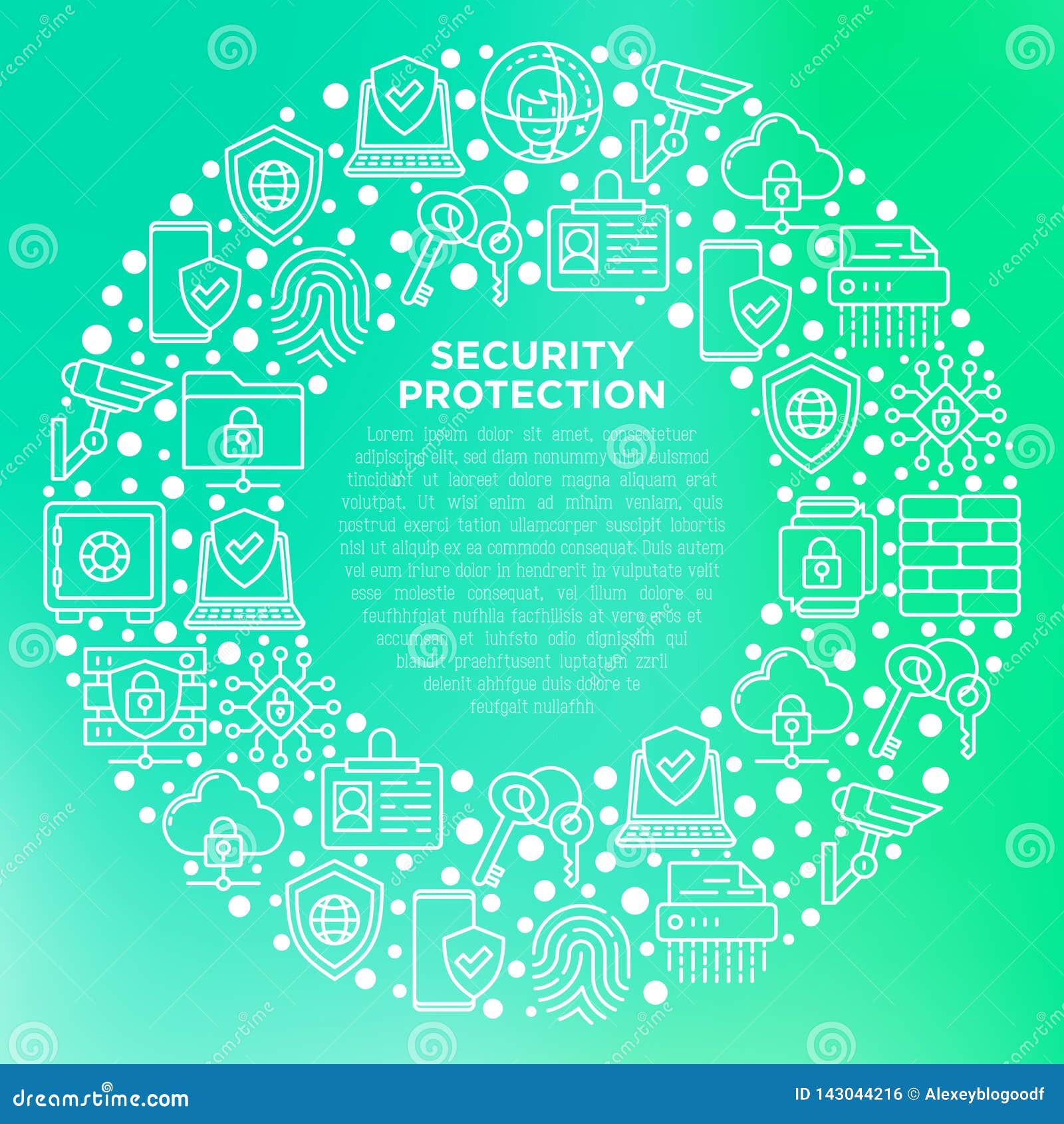 Security and Protection Concept in Circle Stock Vector - Illustration ...