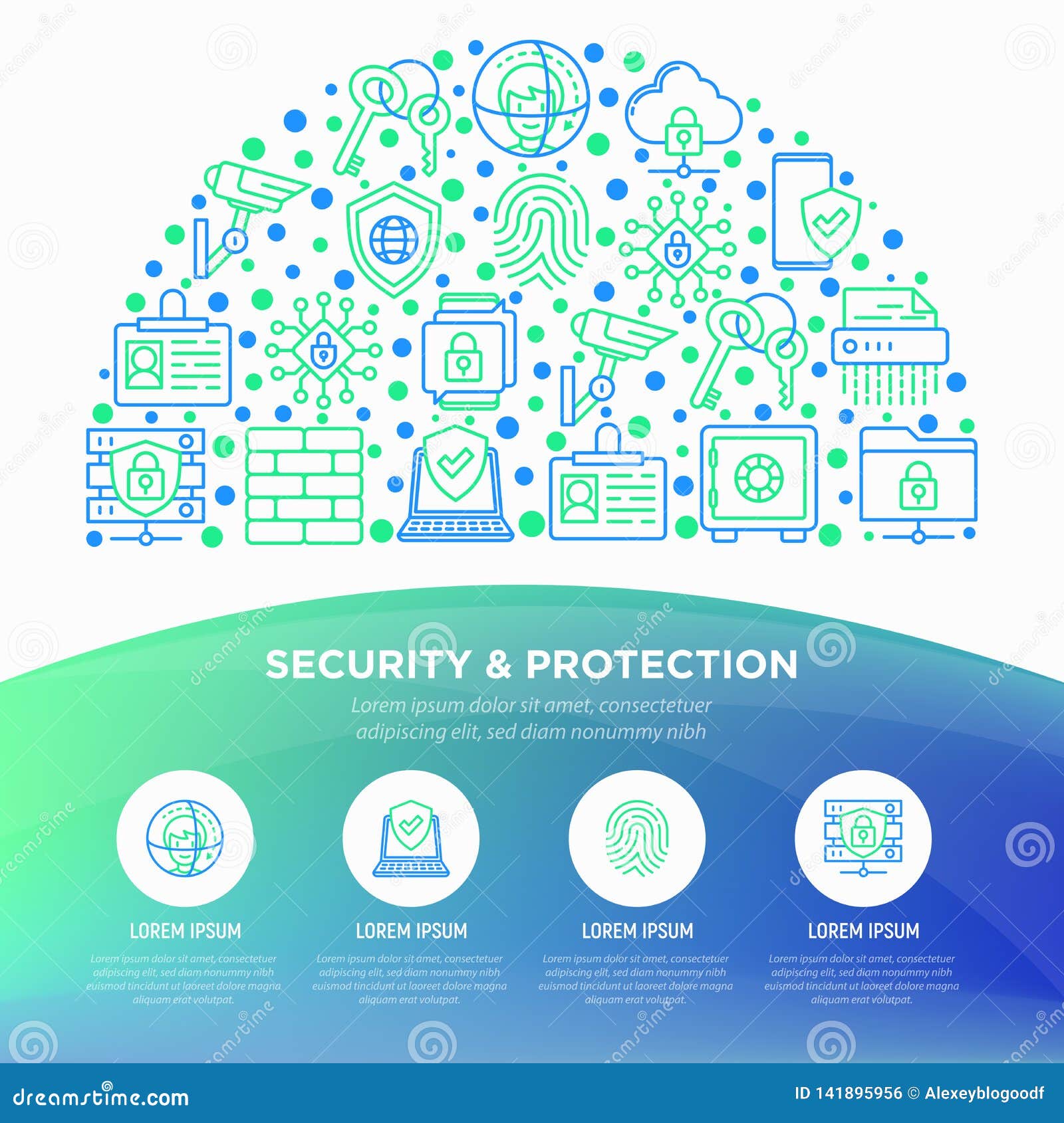 Security and Protection Concept in Half Circle Stock Vector ...