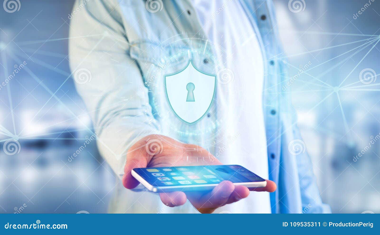 Security Protection Icon on a Futuristic Interface Stock Image - Image ...