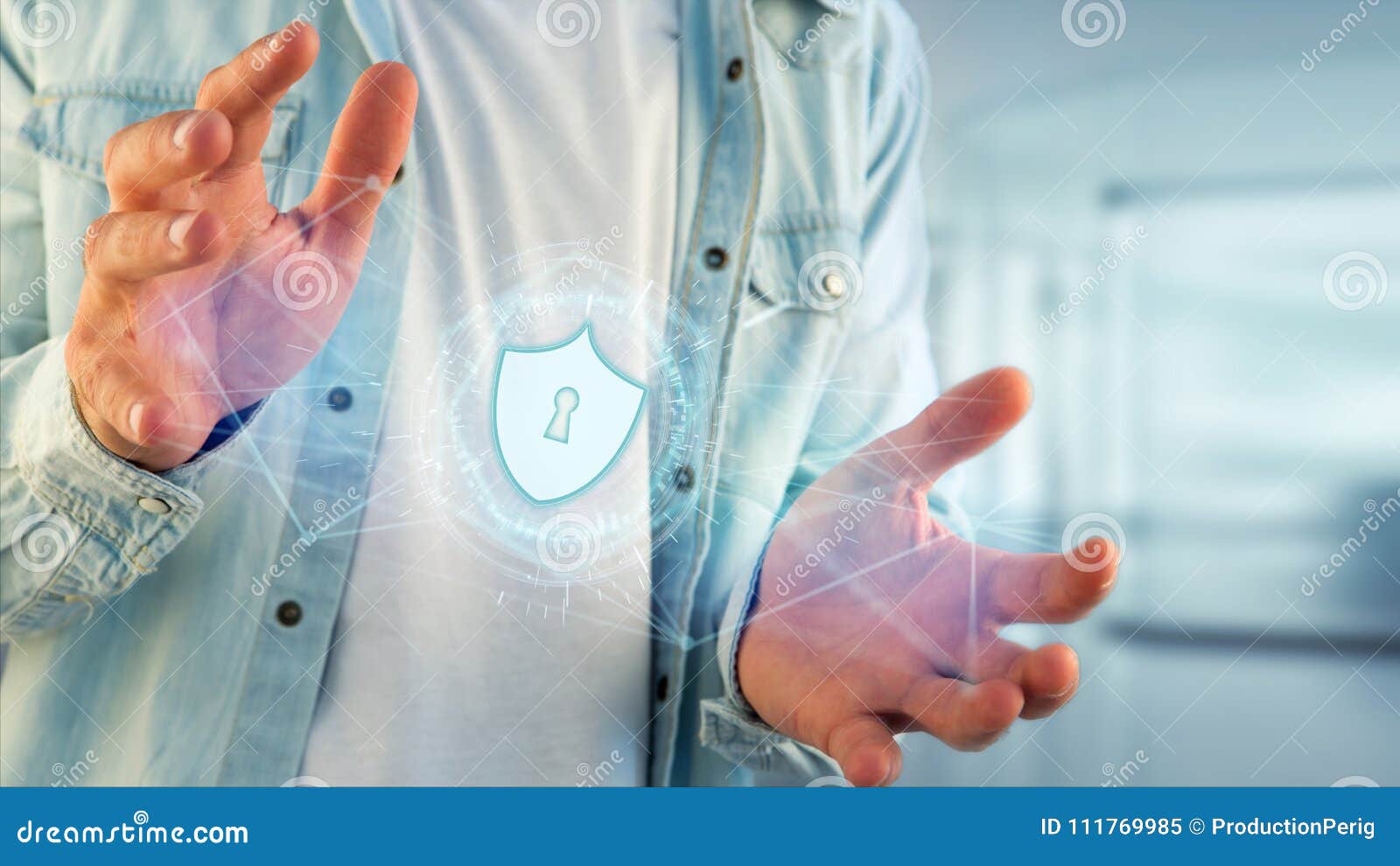 Security Protection Icon on a Futuristic Interface Stock Image - Image ...