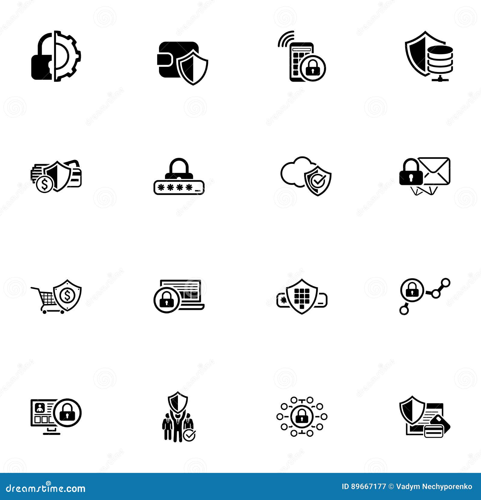 Security and Protection Icons Set. Stock Vector - Illustration of ...