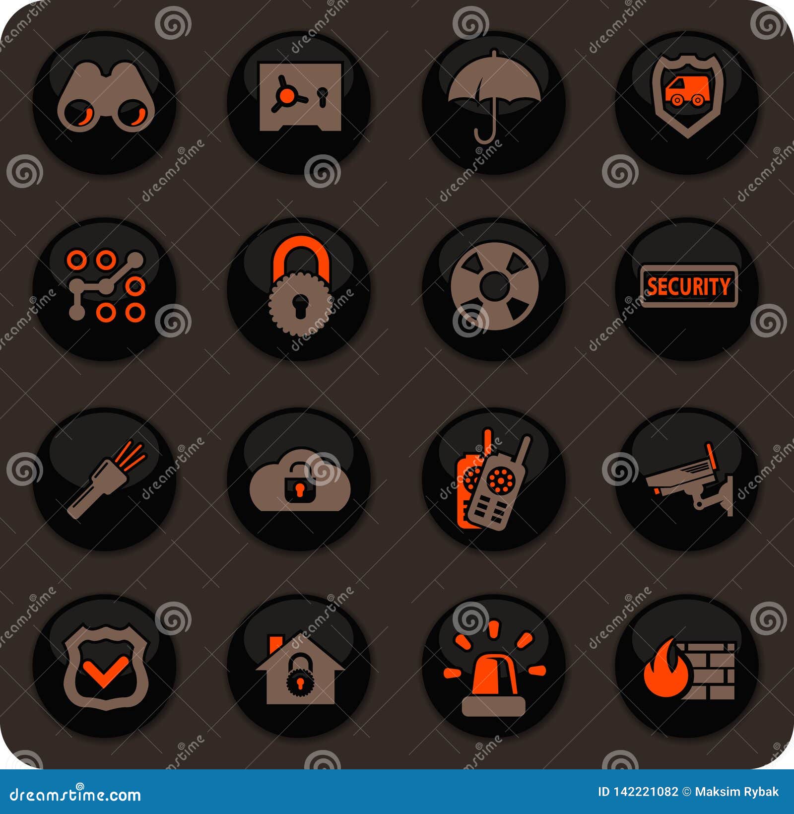 Security and Protection Icons Set Stock Vector - Illustration of lock ...