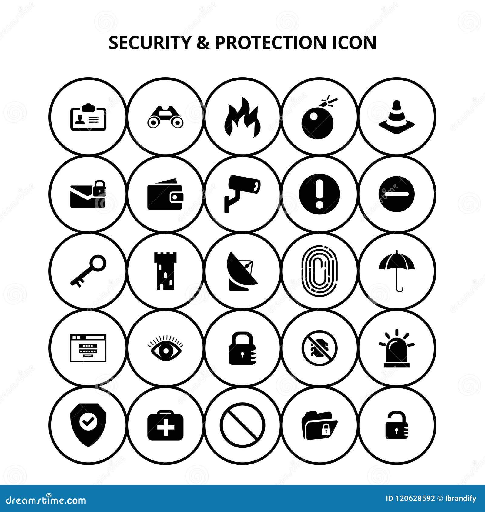 Security and Protection Icons Stock Vector - Illustration of secure ...