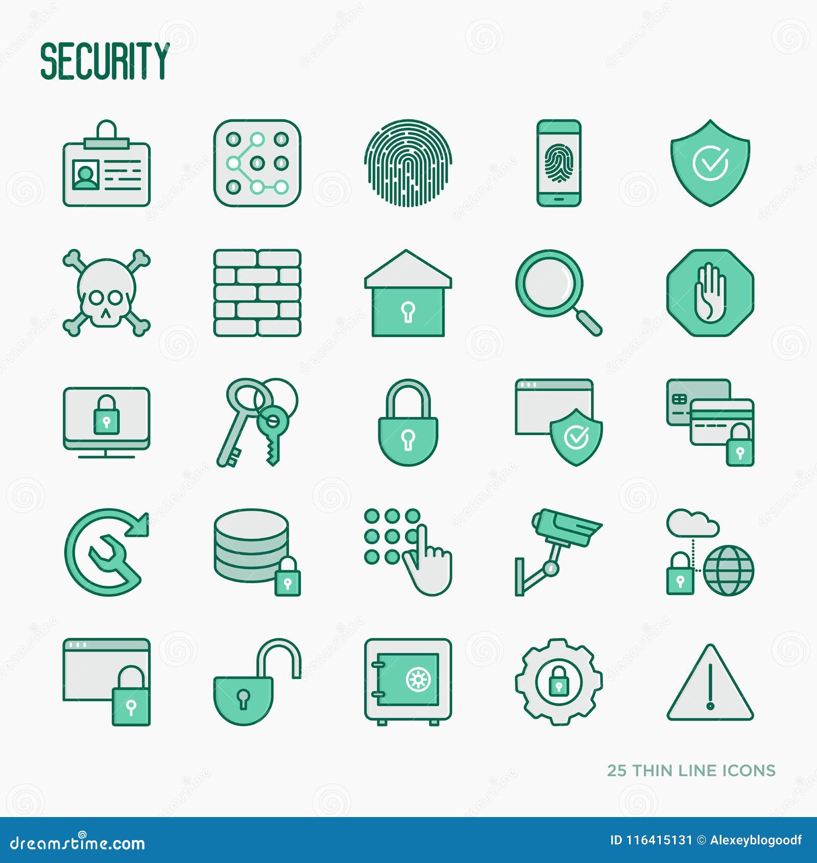 Security and Protection Thin Line Icons Set Stock Vector - Illustration ...