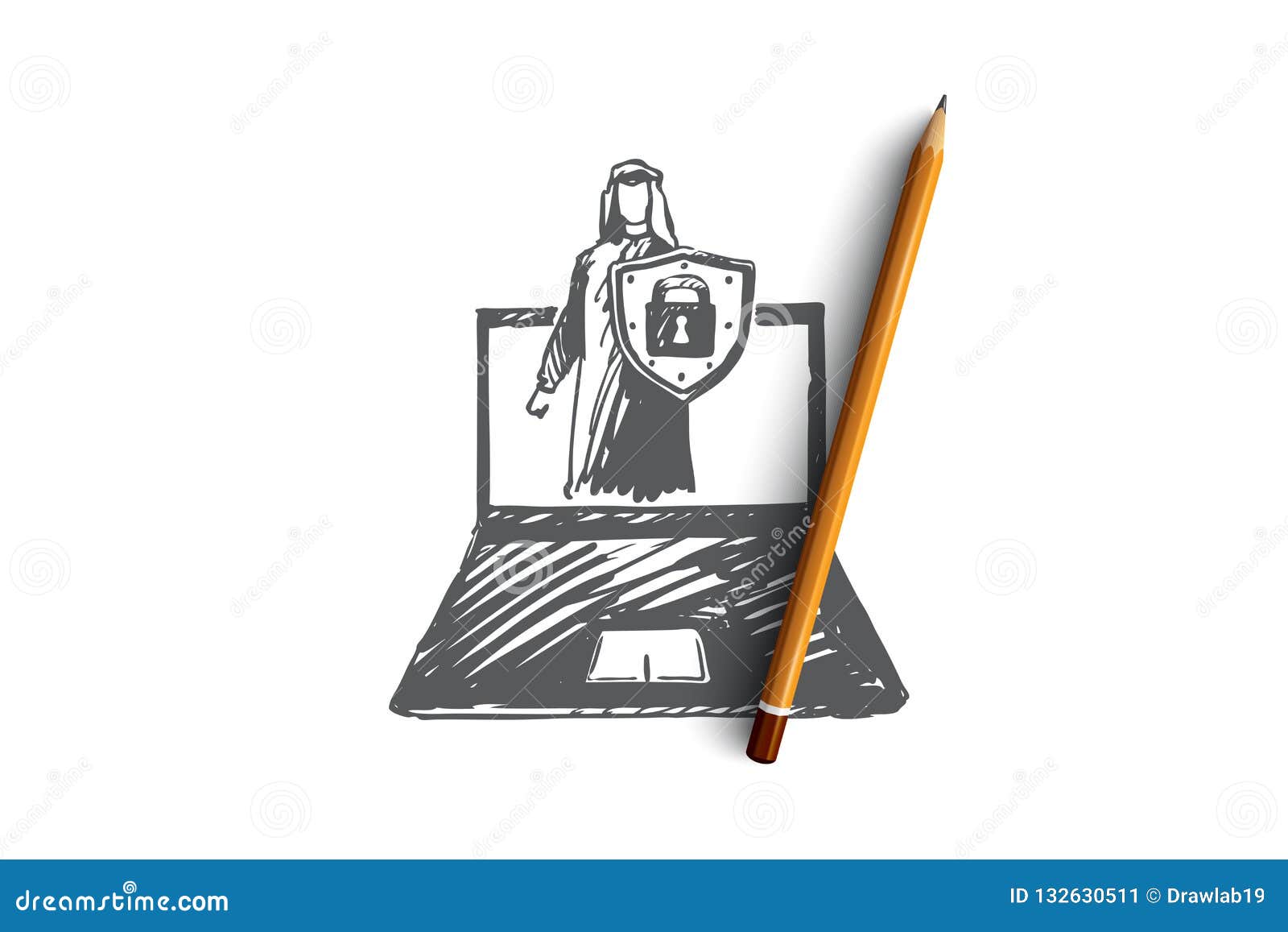 Security, Reliability, GDPR, Arab, Technology Concept. Hand Drawn ...