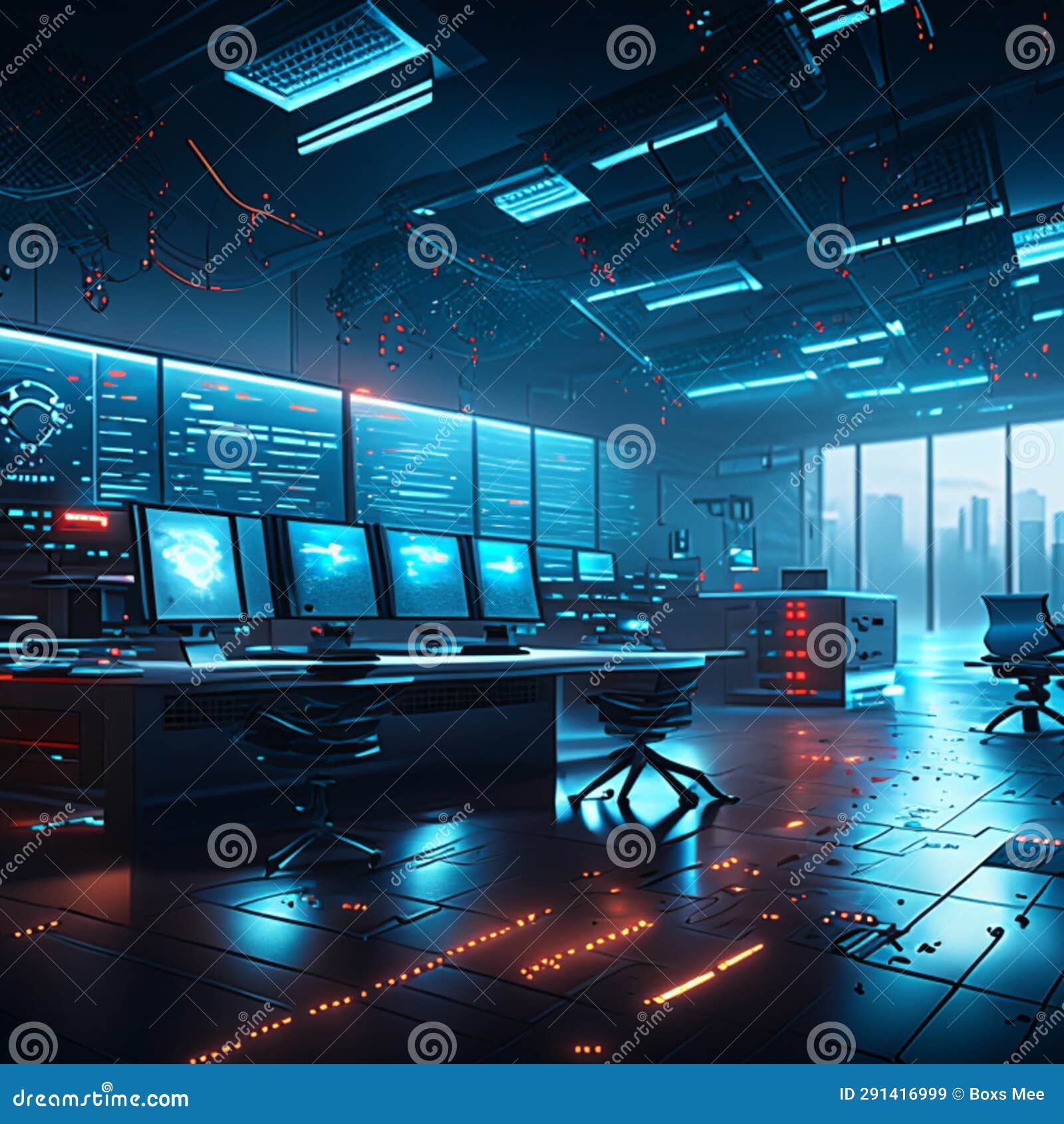 Row Of Pc Monitors 3d Rendering Lots Of Rows Of Simple Blank Black Pc ...