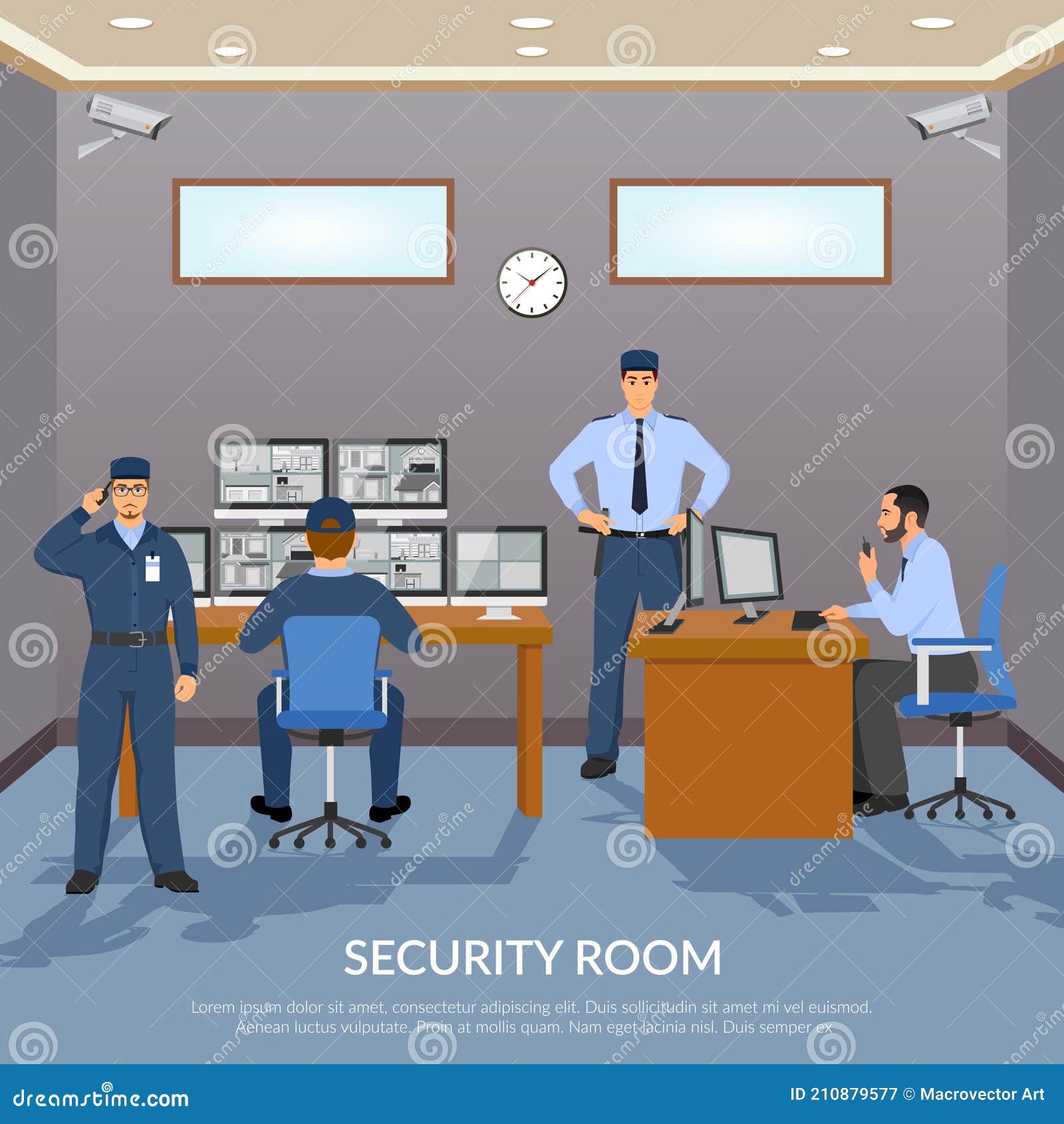 Security Room Illustration stock vector. Illustration of room - 210879577