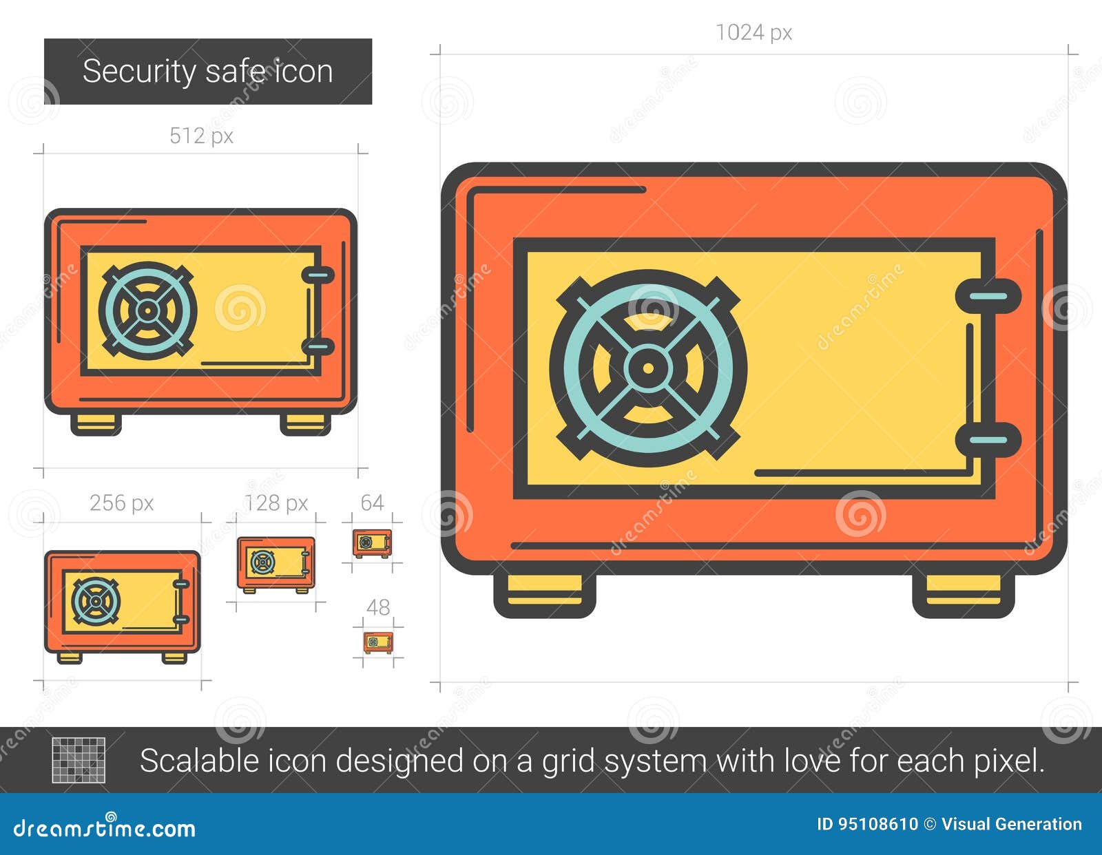 Security safe line icon. stock vector. Illustration of safe - 95108610