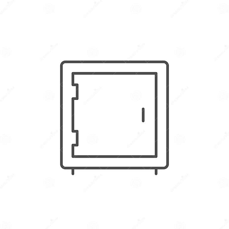 Security Safe Line Outline Icon Stock Vector - Illustration of safety ...
