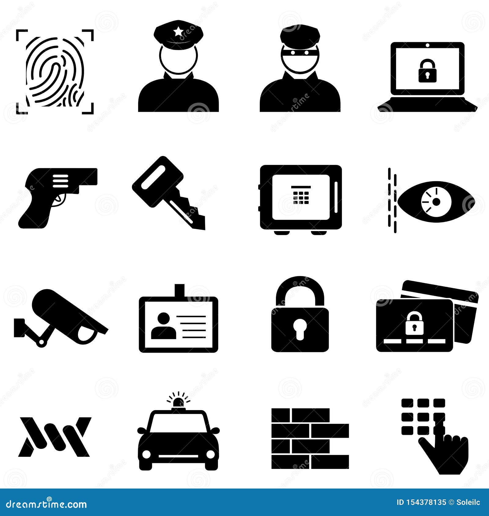 Security, Safety and Crime Icons Stock Vector - Illustration of ...