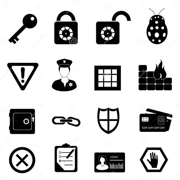 Security and Safety Icon Set Stock Vector - Illustration of drawing ...