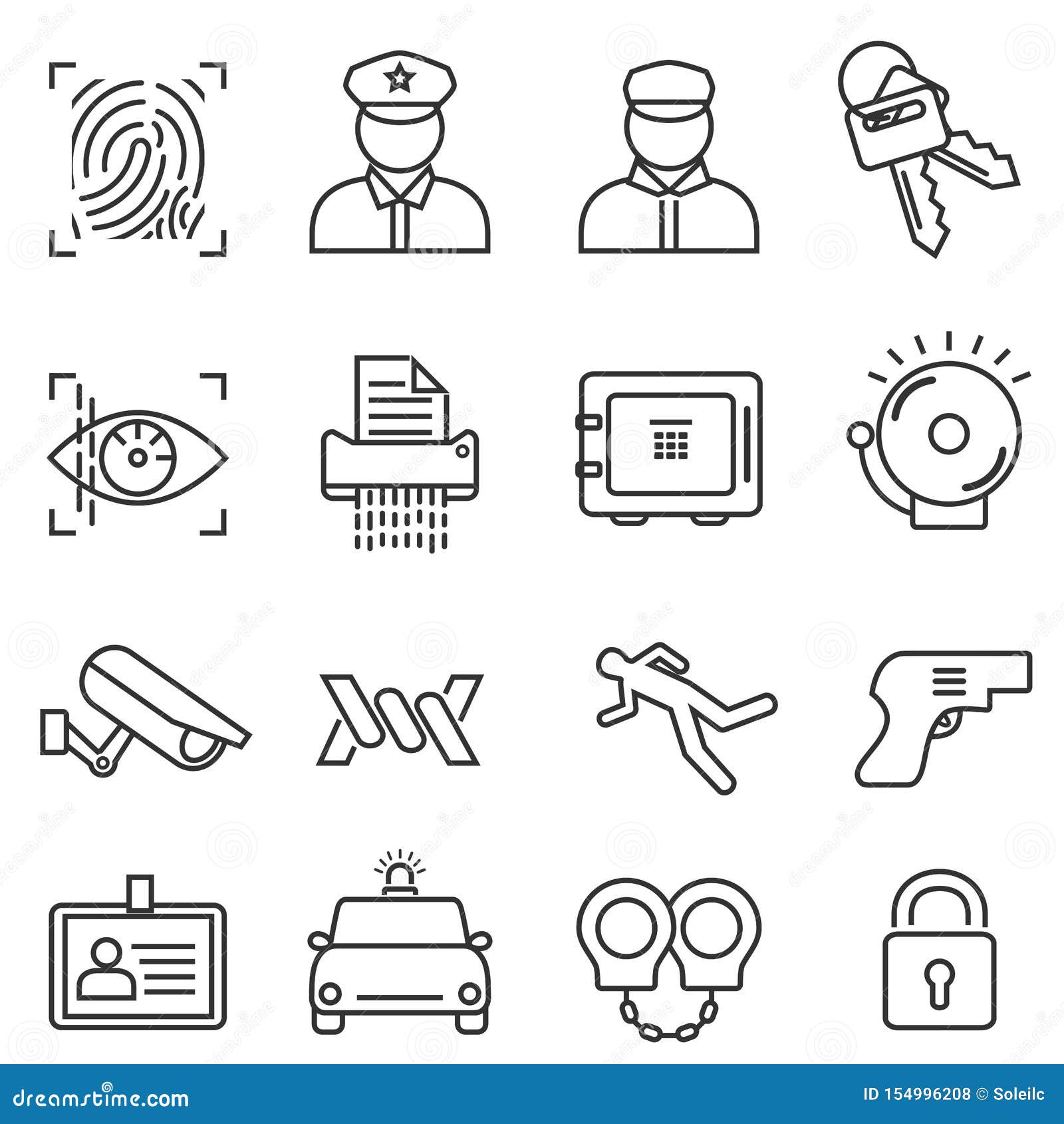 Security, Safety Line Icon Set Stock Vector - Illustration of iris ...