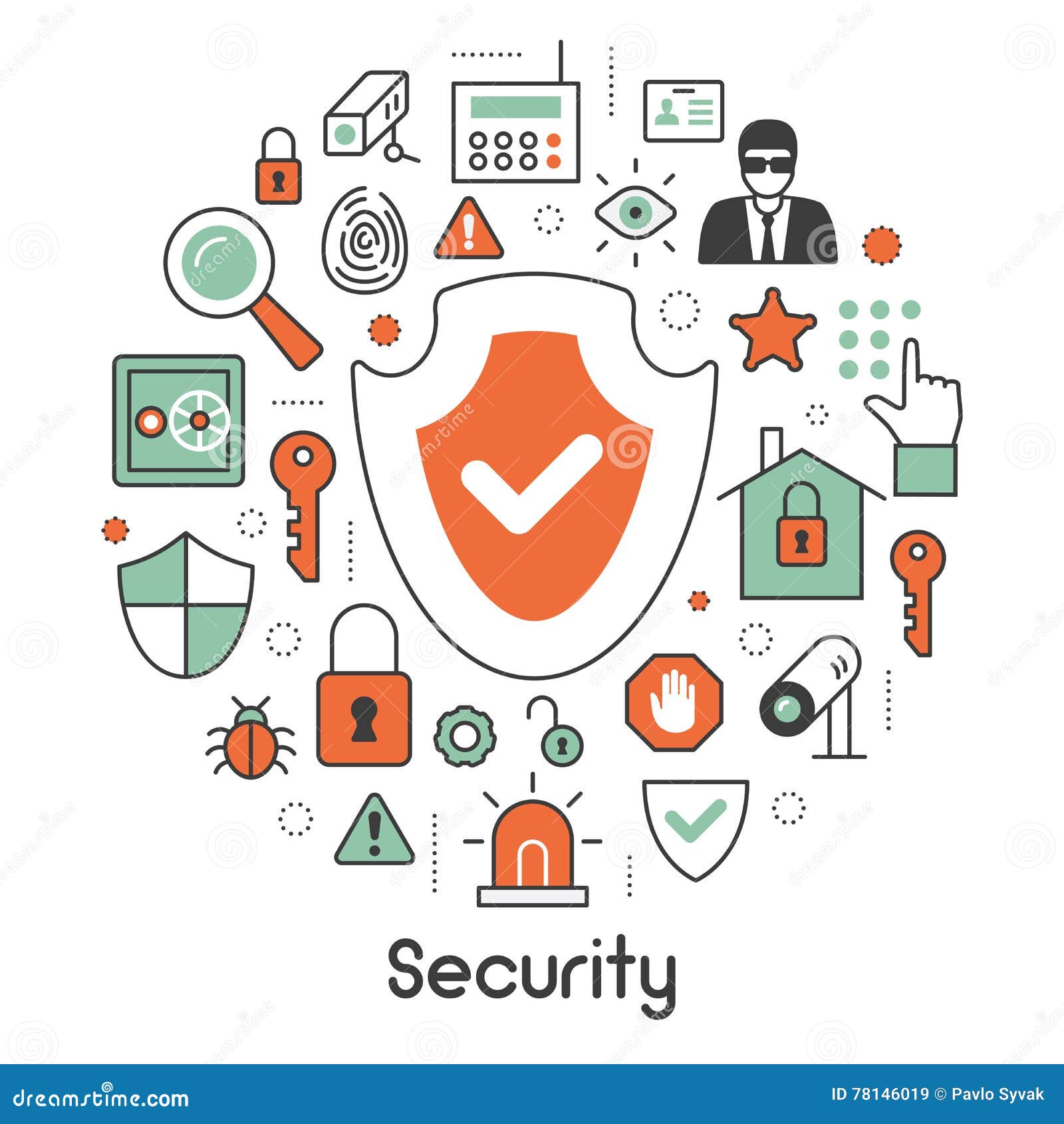 Security and Safety Thin Line Icons Set with Shield and Safe Stock ...