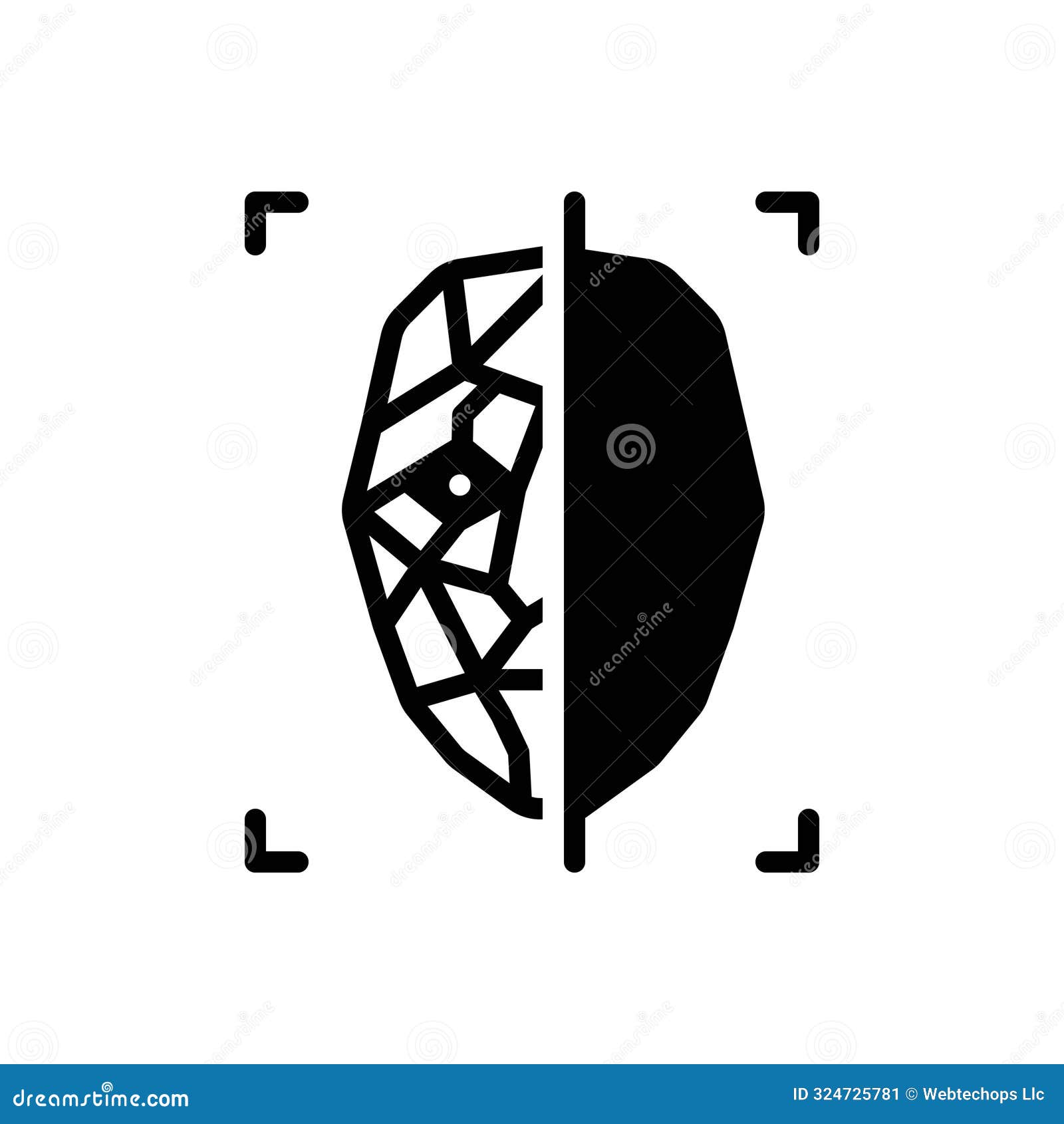 Black Solid Icon for Security Scan, Facial and Face Stock Illustration ...