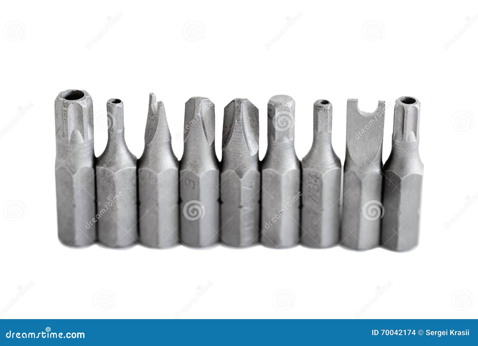 Security Screwdriver Drill Heads in a Row Stock Photo - Image of steel ...