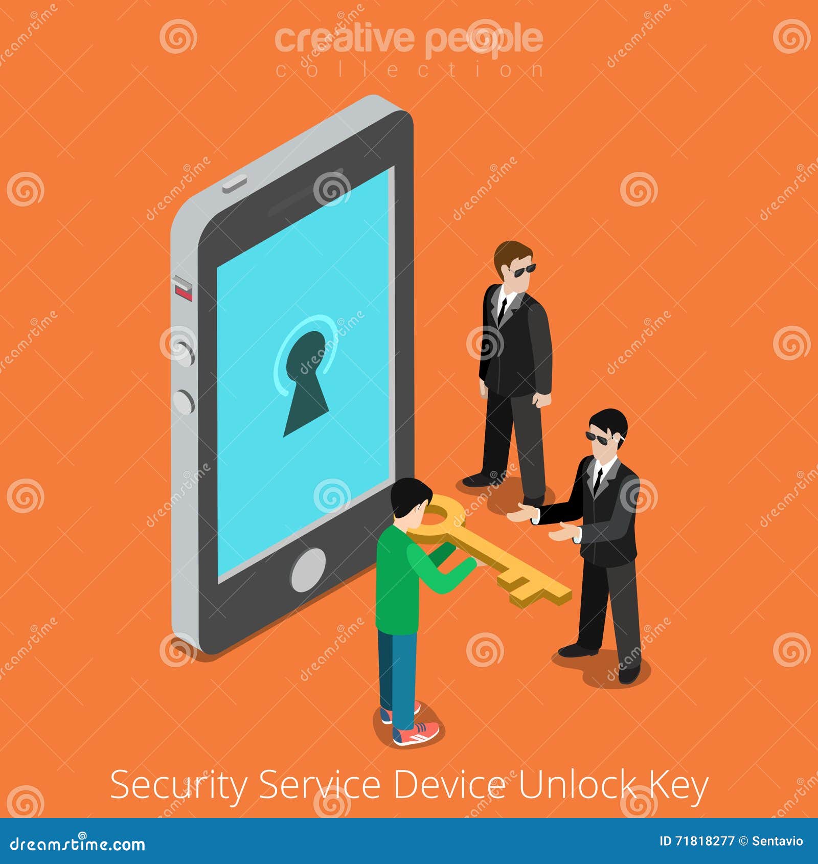 Security Service Device Unlock Key. Special Agents Stock Vector ...