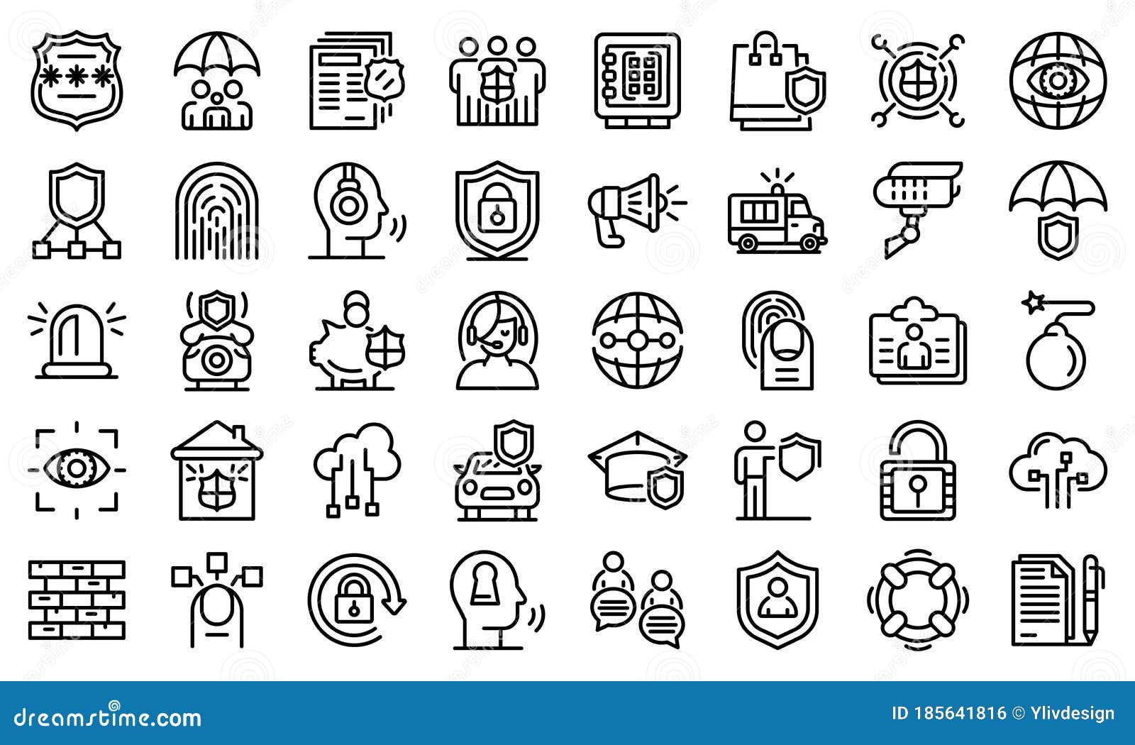 Security Service Icons Set, Outline Style Stock Vector - Illustration ...