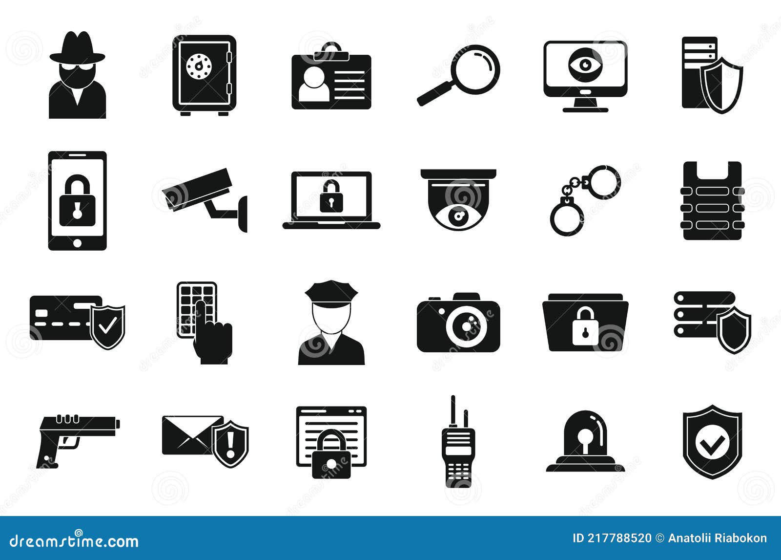 Security Service Icons Set, Simple Style Stock Vector - Illustration of ...