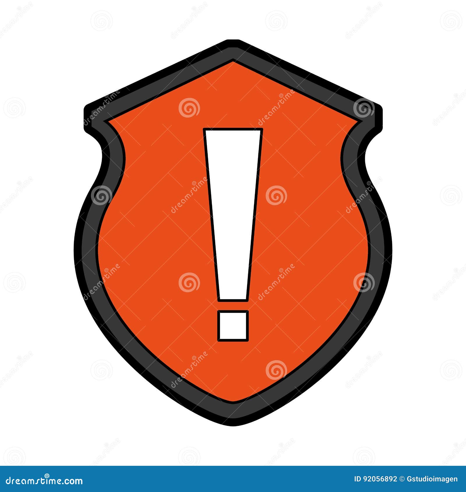 Security Shield with Alert Sign Isolated Icon Stock Vector ...