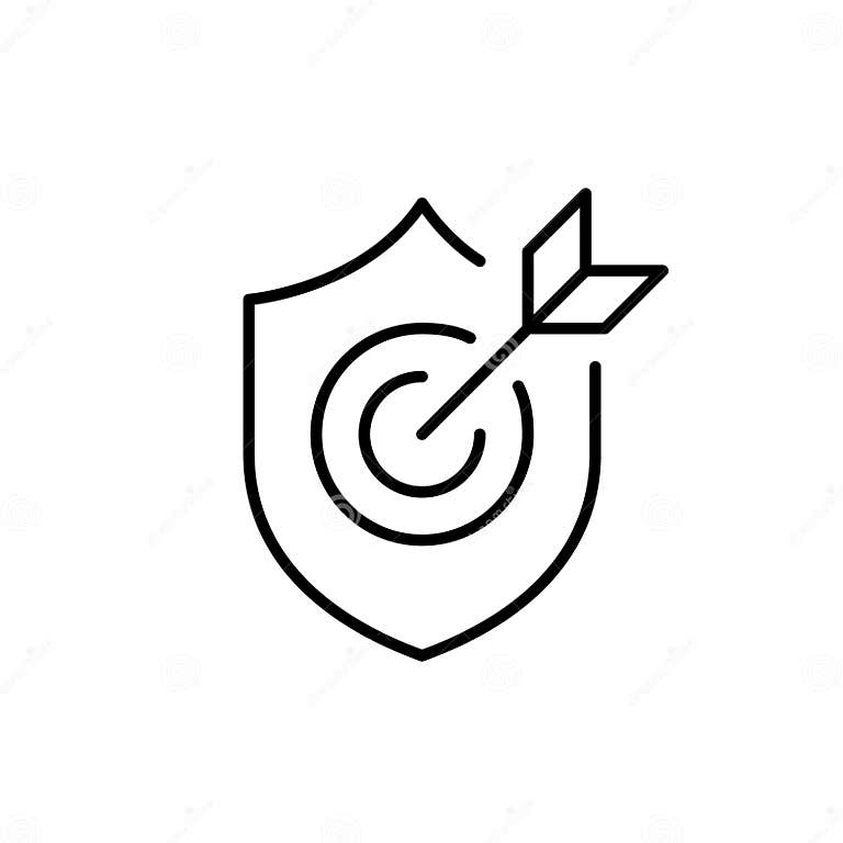 Security Shield with Arrow Hitting Target. Precise Protection. Pixel ...