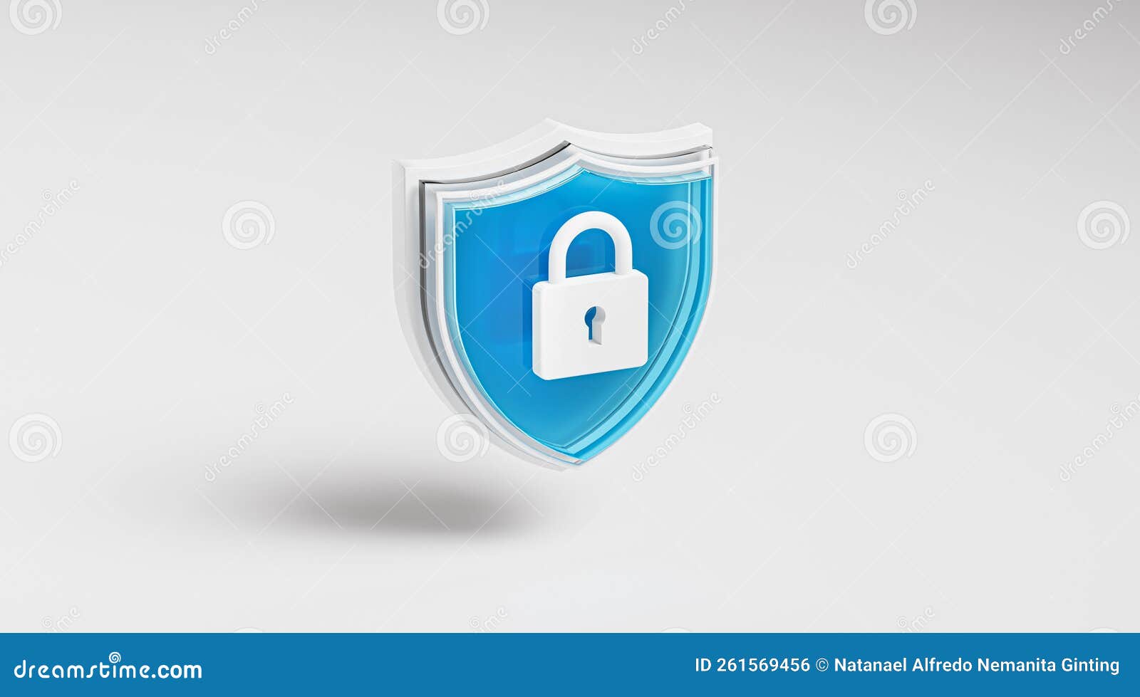 Security Shield Blue Padlock Icon Symbol Glass 3D Render Stock ...