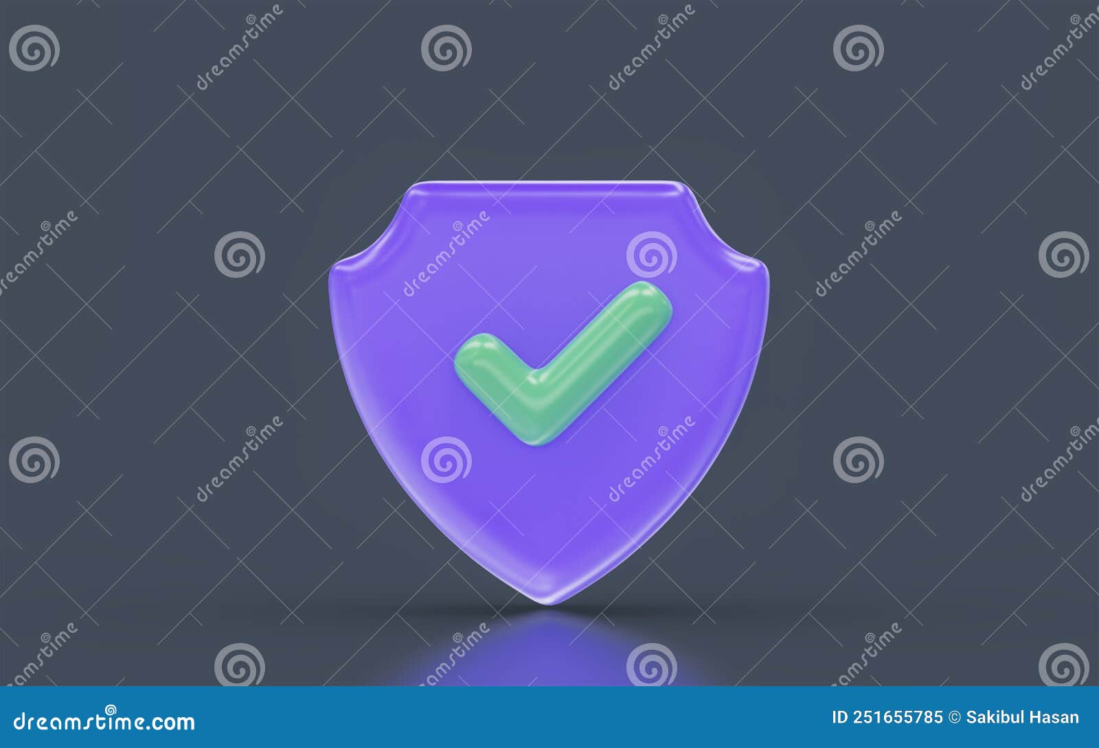 Security Shield Check Mark Sign Minimalistic Look on Dark Background ...
