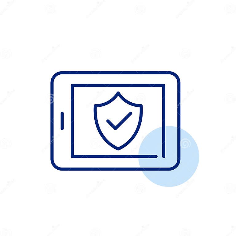 Security Shield with Checkmark on Electronic Tablet. Data Protection ...
