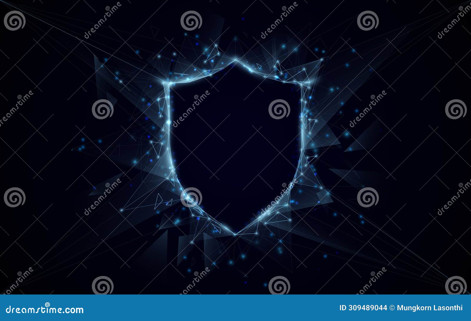 Security Shield Concept. Shield and Free Space. Lines, Triangles, Low ...