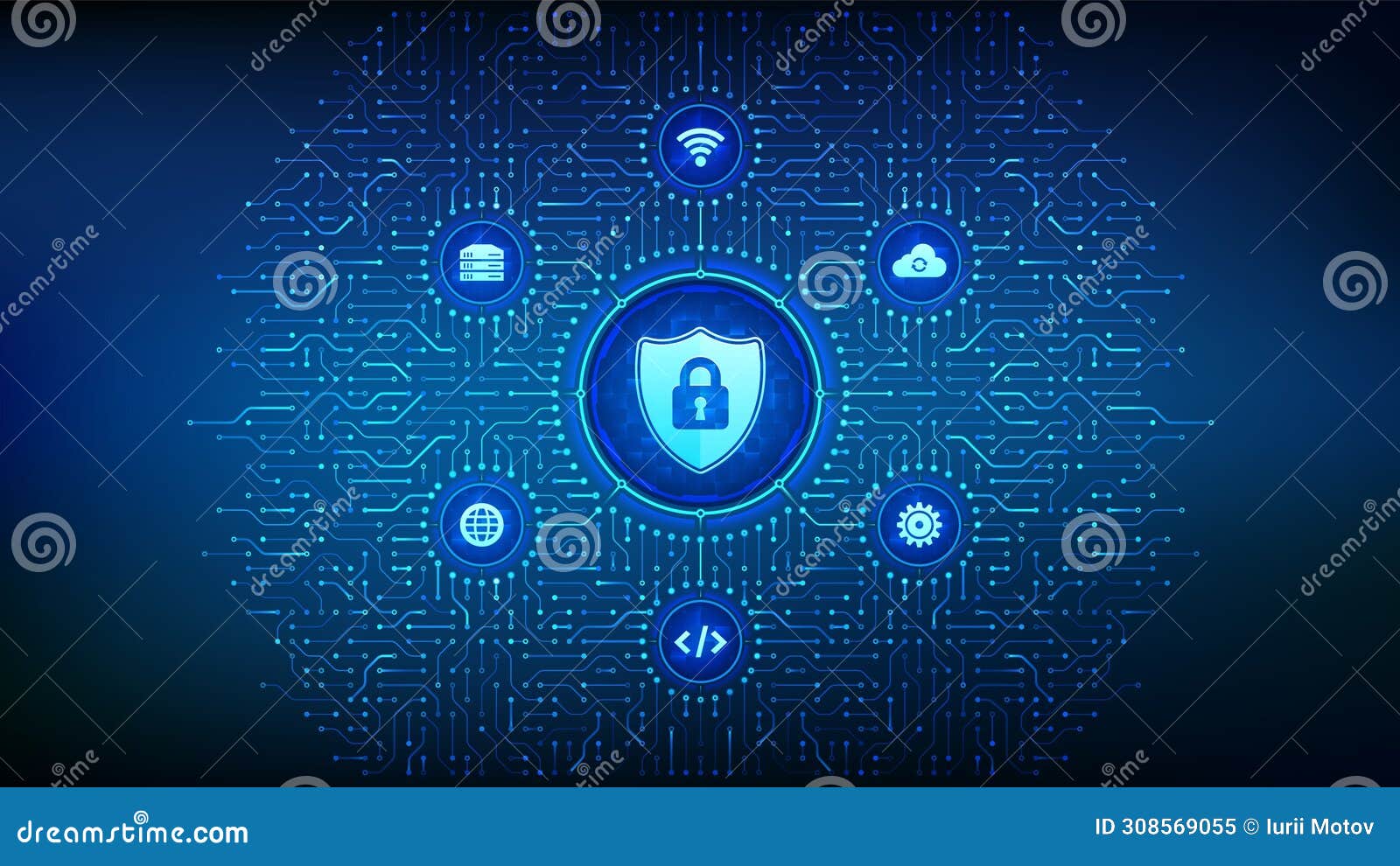 Security Shield. Cyber Security. Shield with Lock with Keyhole Icon ...