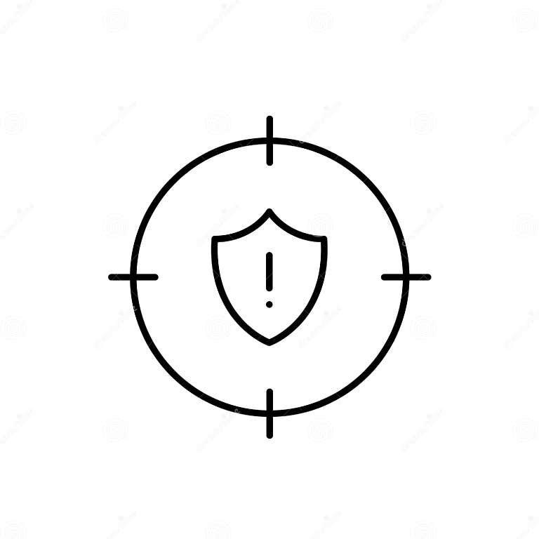 Security Shield with Exclamation Mark in Target. Alert for Potential ...
